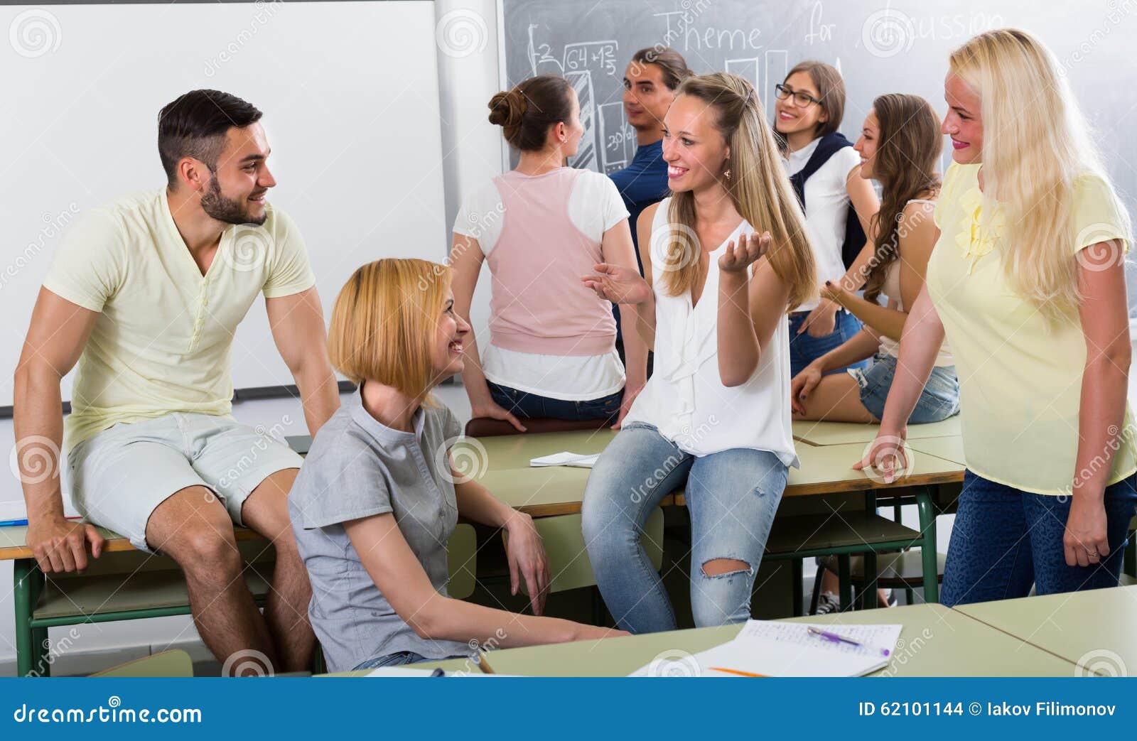 Students Chatting while Sitting in the Room Stock Photo - Image of ...