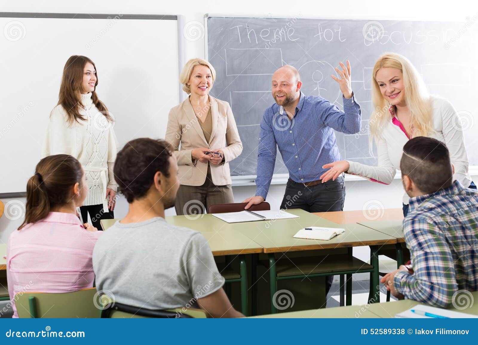 Students Chatting at Training Session for Employees during Break Stock ...