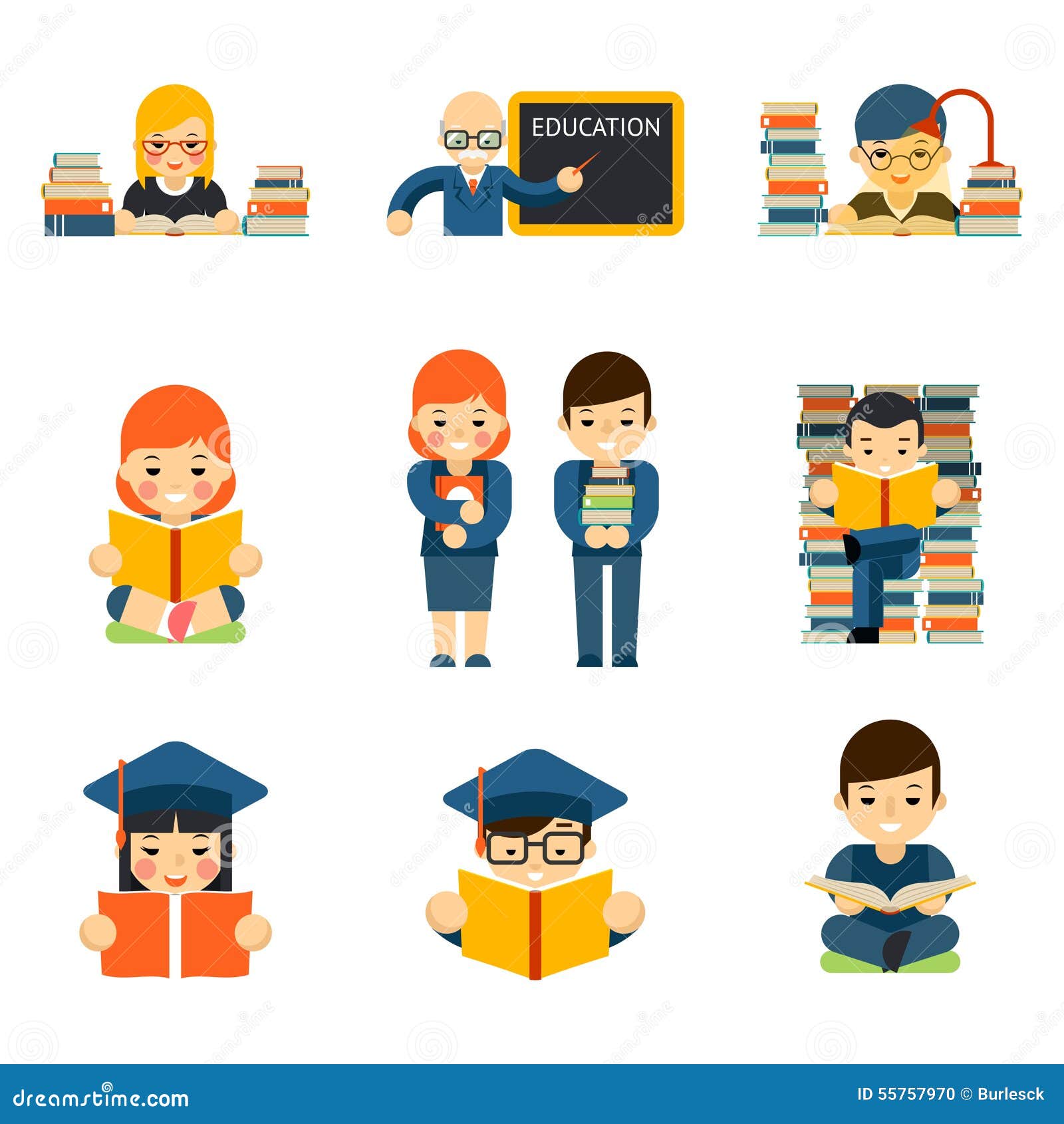 Students and Children Study in Class Room Stock Vector - Illustration ...