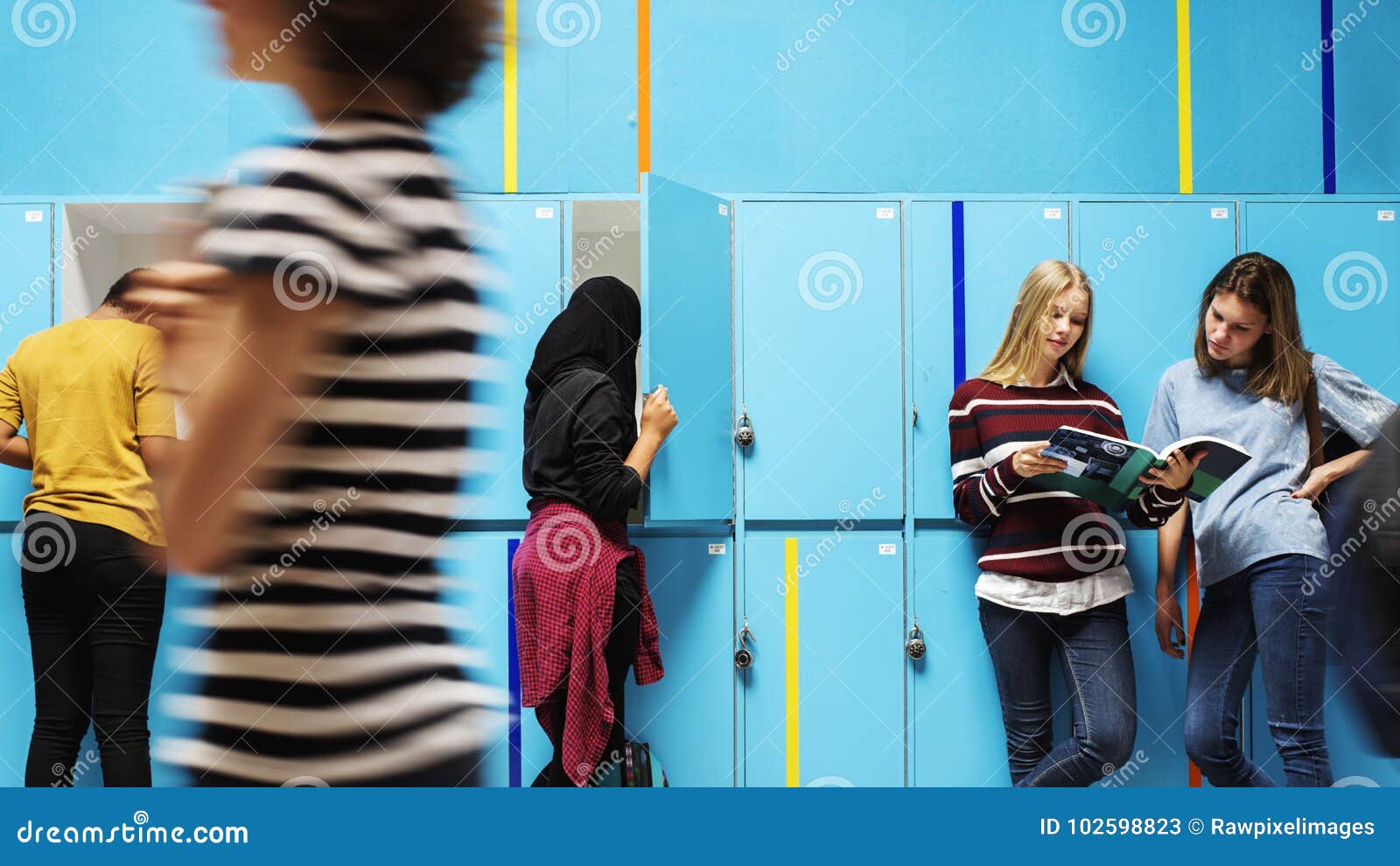 Students Chilling and Walking by the Lockers Stock Image - Image of ...