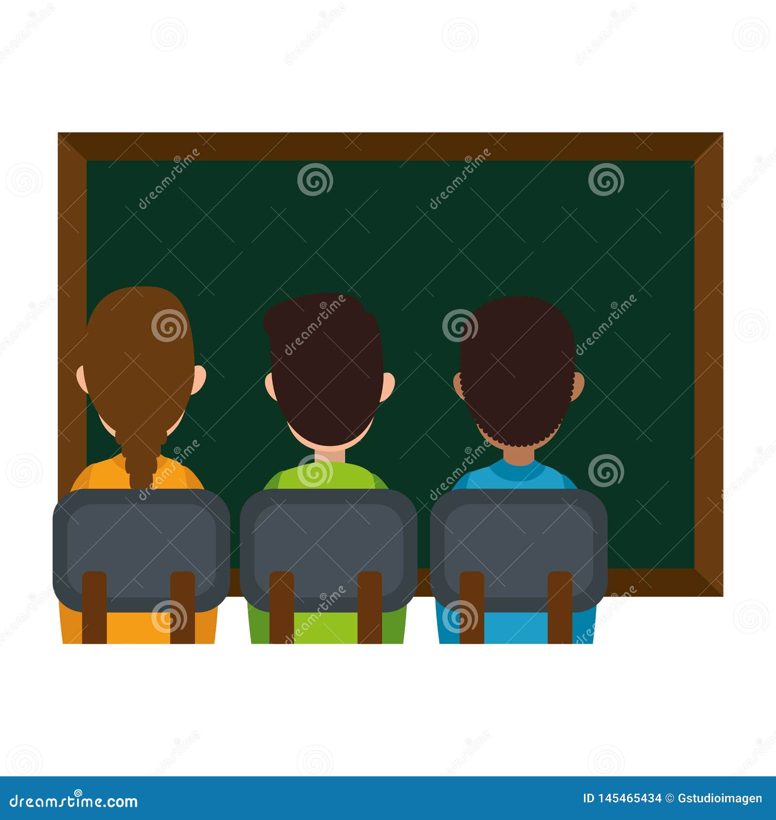 Students Class with Chalkboard Stock Illustration - Illustration of ...