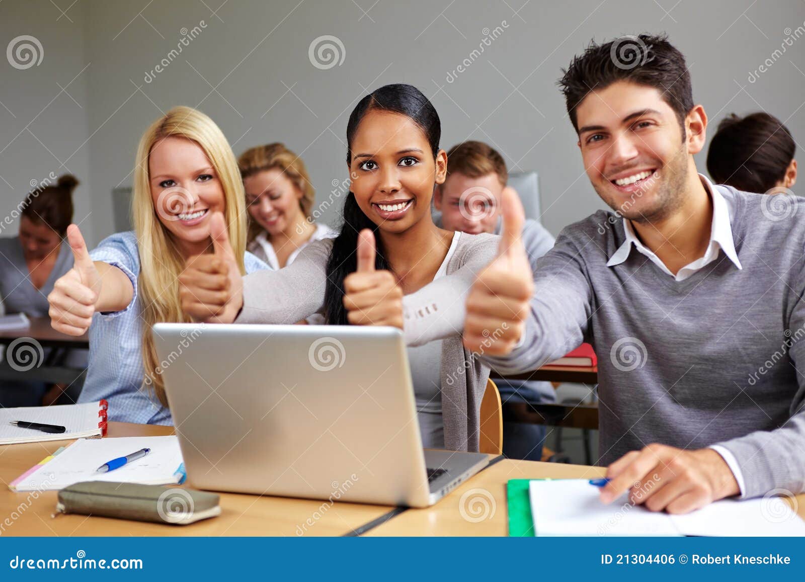Students in Class Holding Thumbs Up Stock Photo - Image of african ...