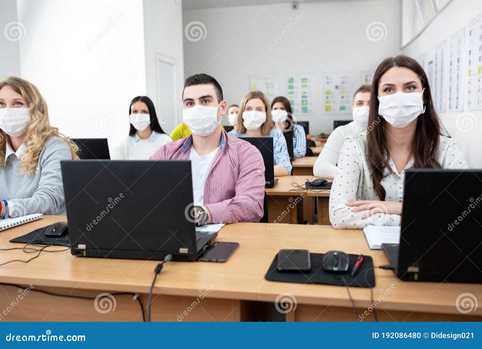 Students in Class with Safety Face Masks Stock Photo - Image of lesson ...