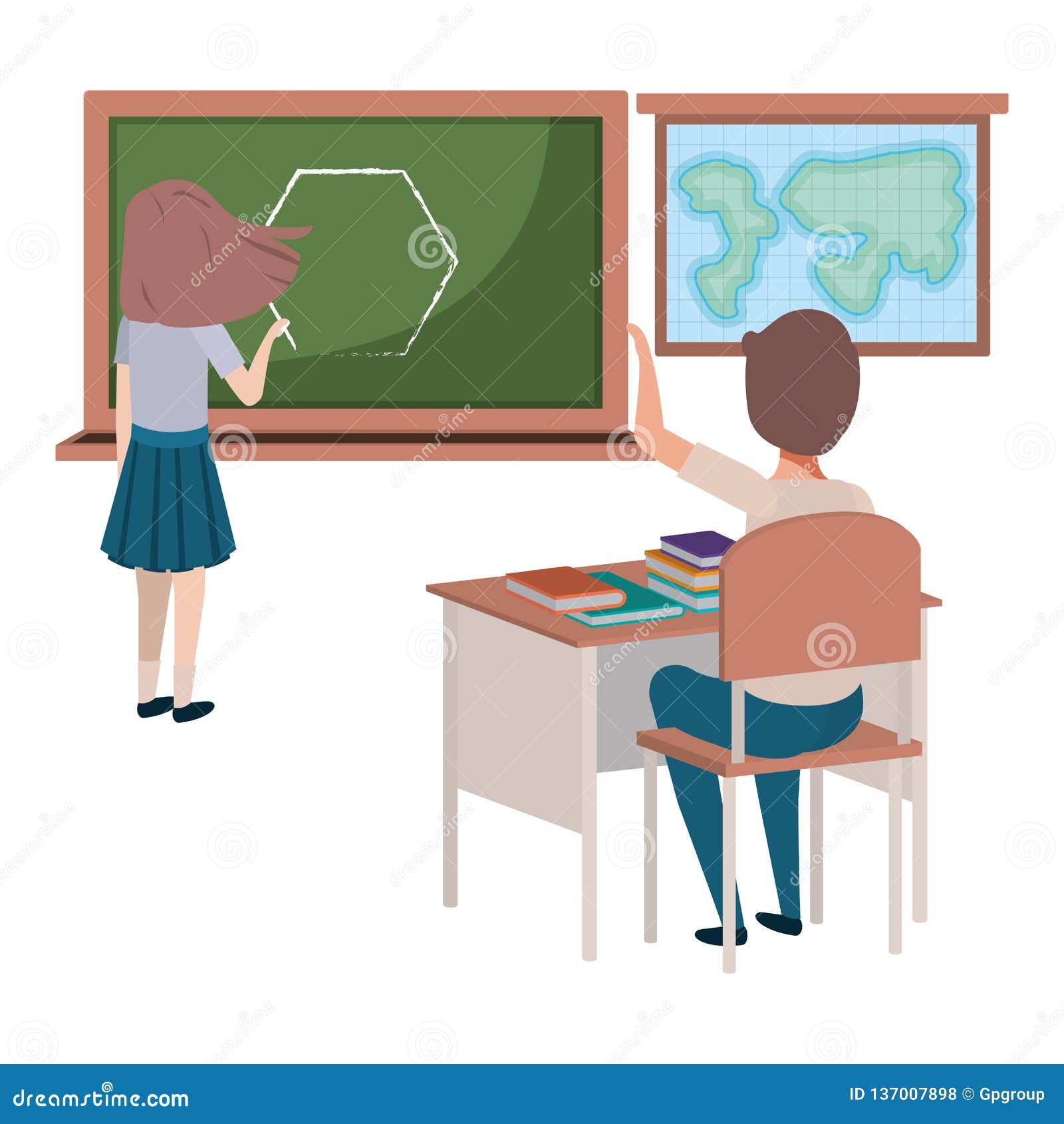 Students in the Classroom Avatar Character Stock Vector - Illustration ...