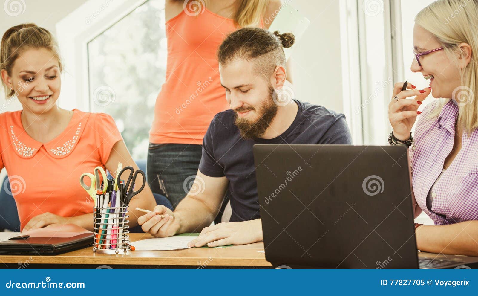 Students in Classroom during the Break Stock Image - Image of internet ...