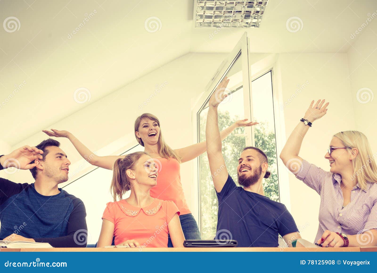 Students in Classroom during the Break Stock Photo - Image of team ...