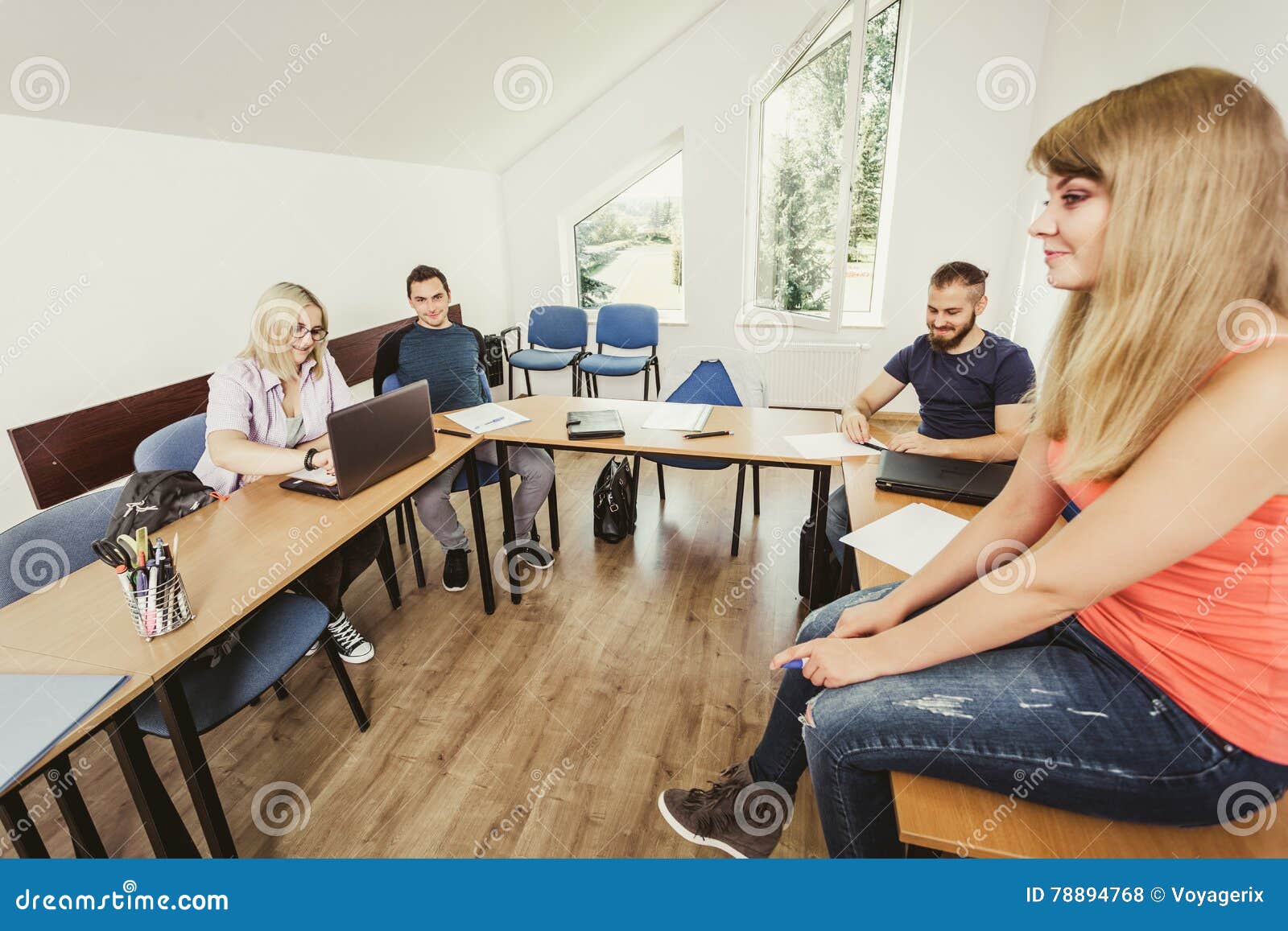 Students in Classroom during the Break Stock Photo - Image of group ...