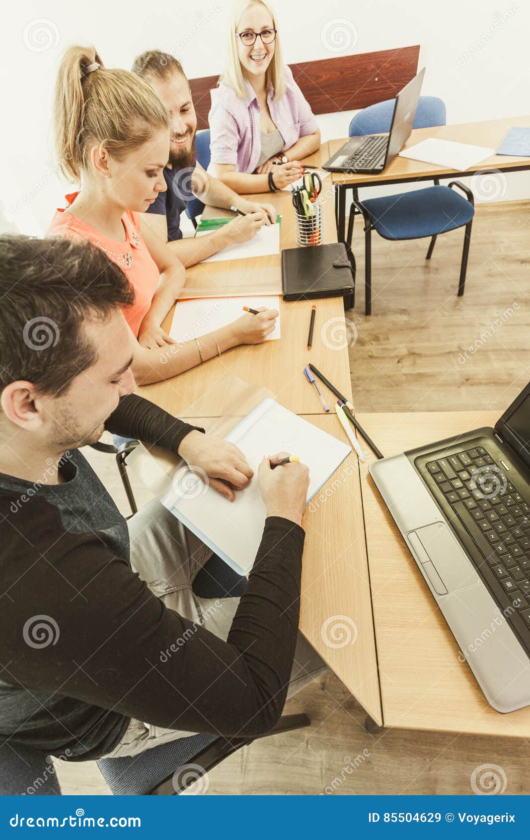 Students in Classroom during the Break Stock Image - Image of women ...