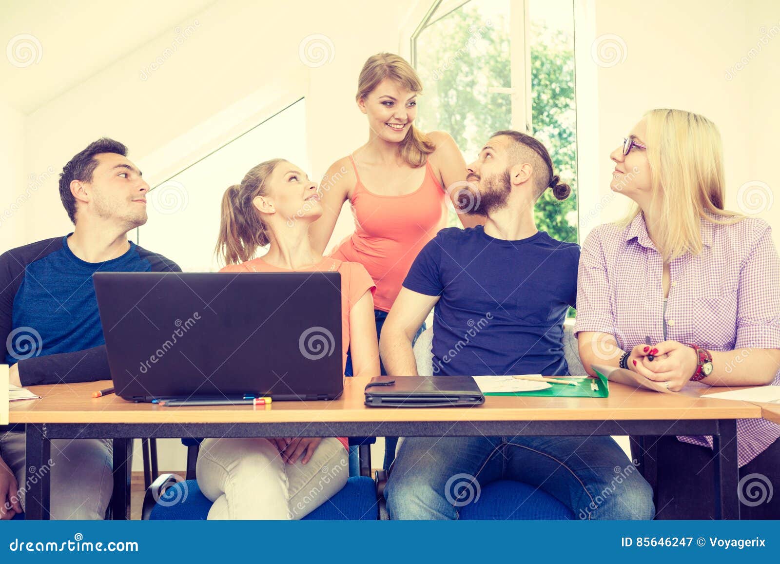 Students in Classroom during the Break Stock Image - Image of classroom ...