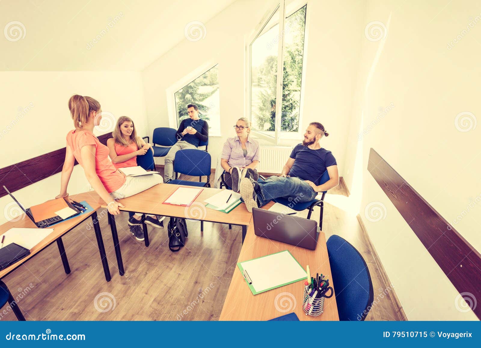 Students in Classroom during the Break Stock Image - Image of classroom ...
