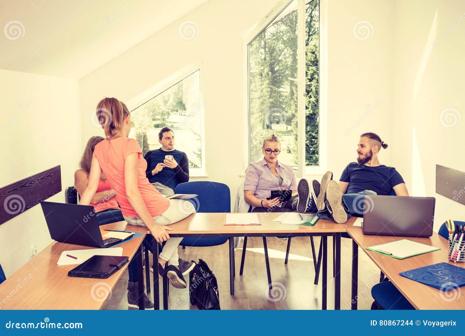 Students in Classroom during the Break Stock Photo - Image of casual ...