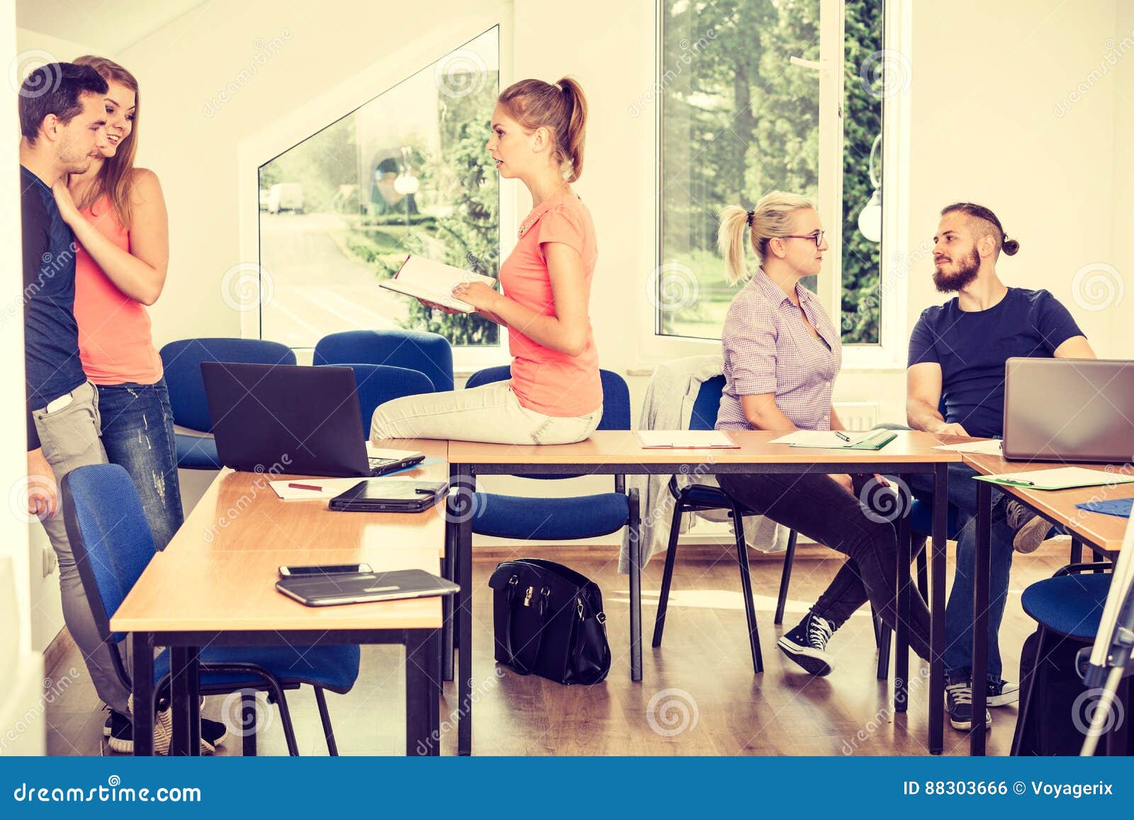 Students in Classroom during the Break Stock Photo - Image of girl ...