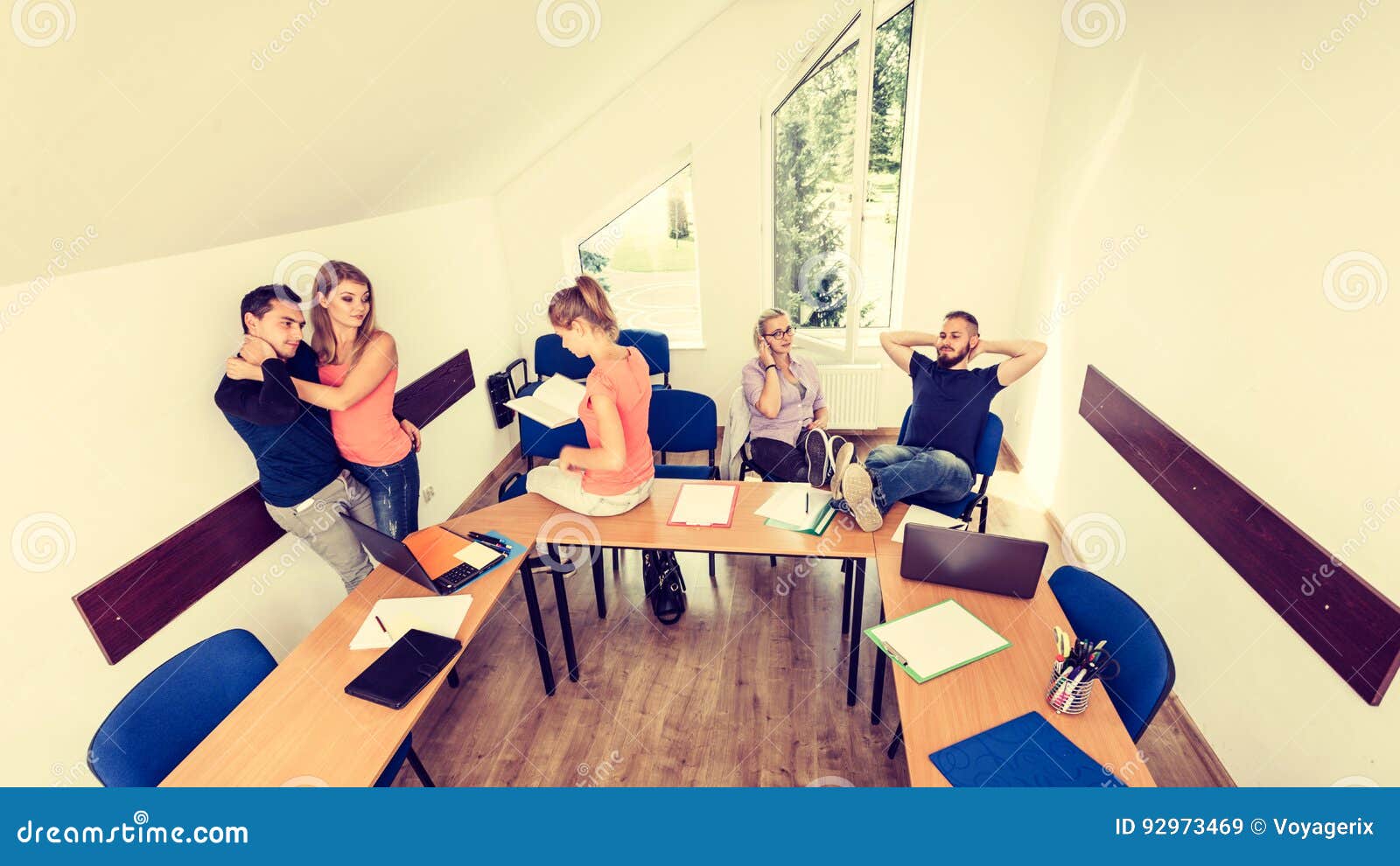 Students in Classroom during the Break Stock Image - Image of book ...