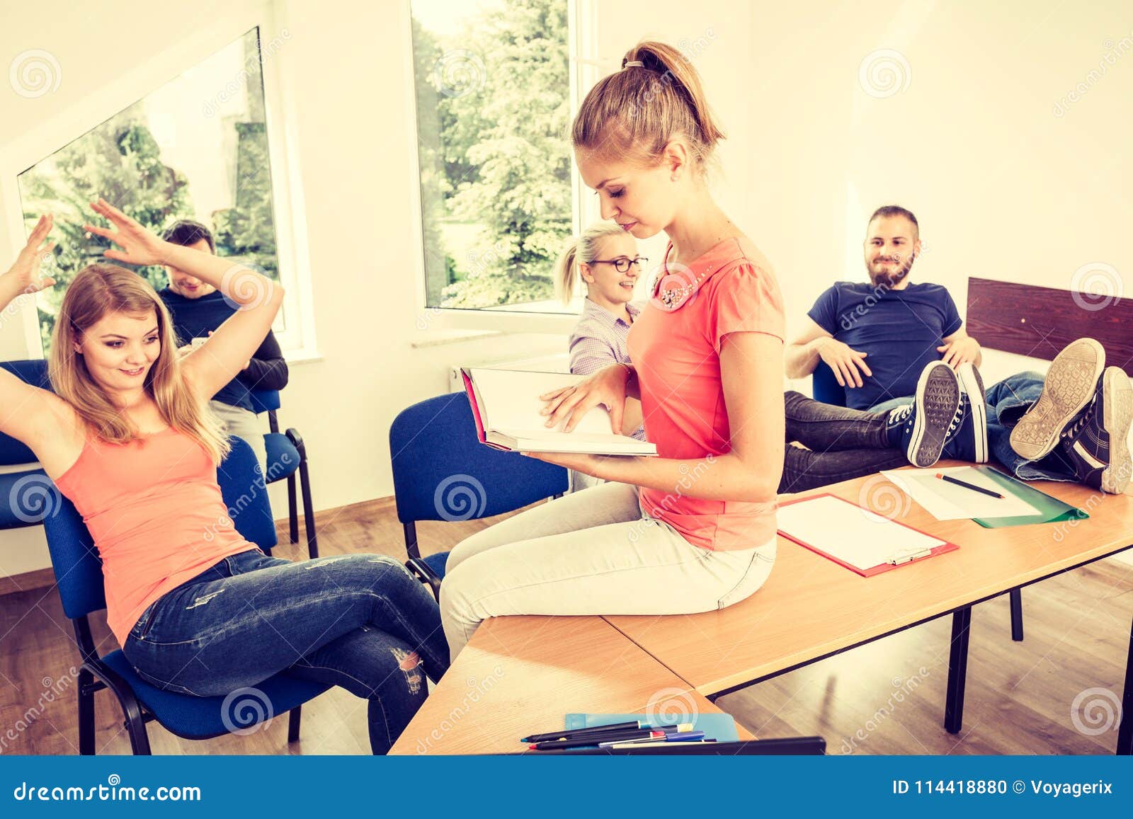 Students in Classroom during the Break Stock Photo - Image of break ...