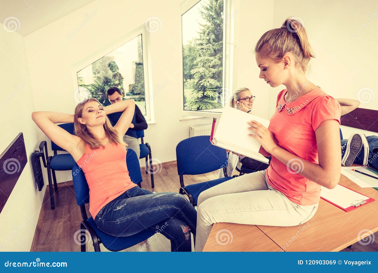 Students in Classroom during the Break Stock Image - Image of teen ...