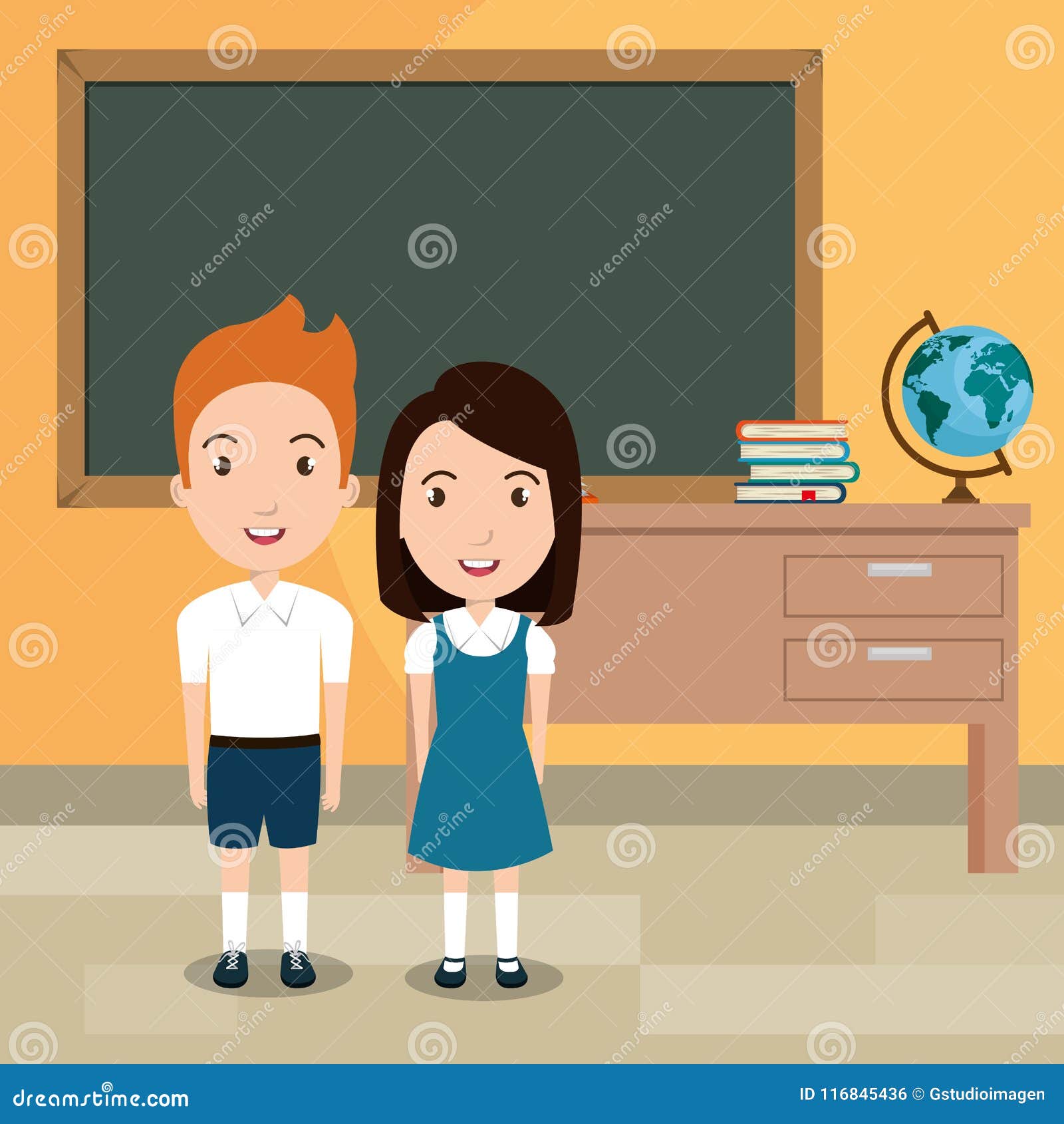 Students in the Classroom Characters Stock Vector - Illustration of ...