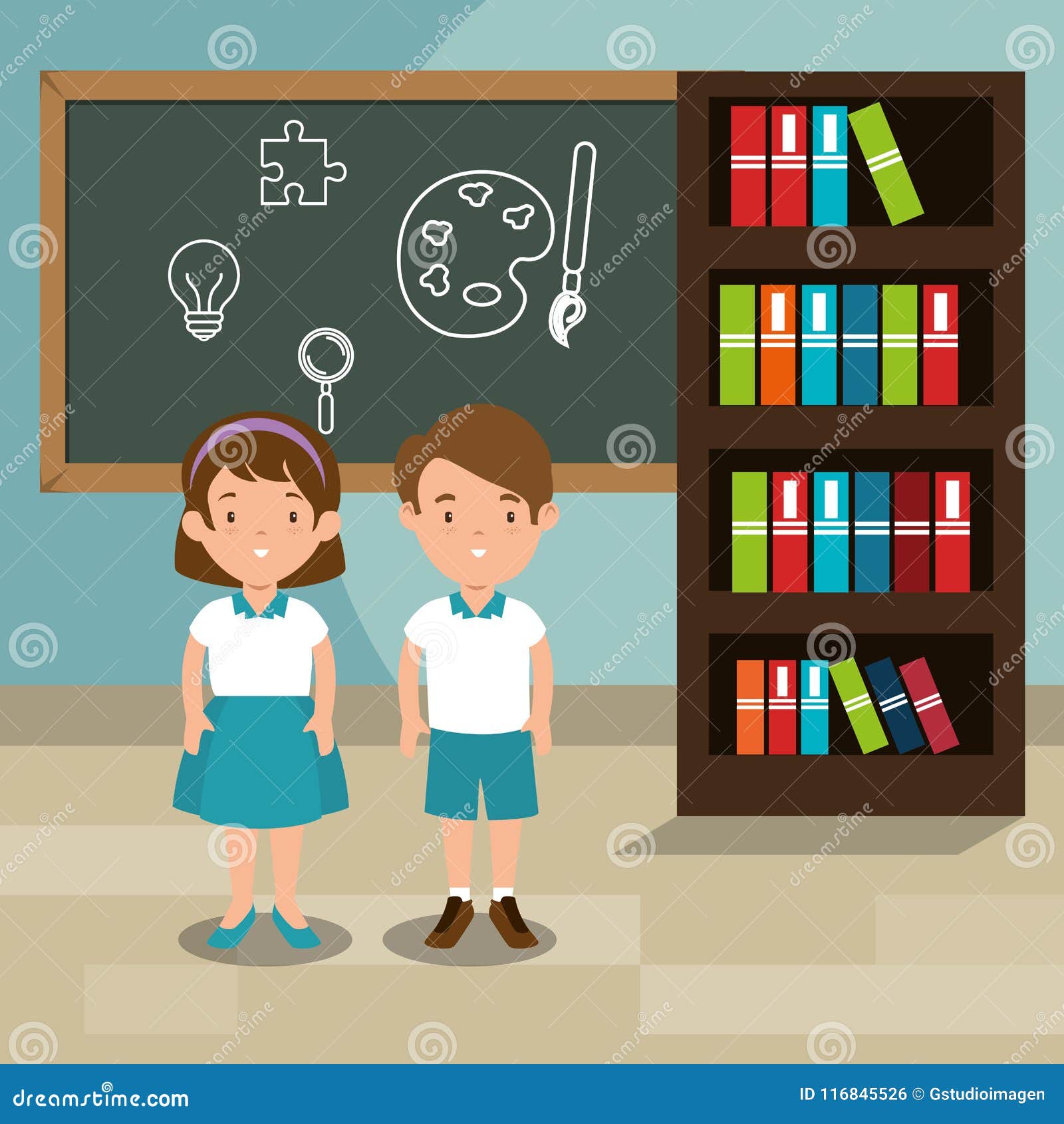 Students in the Classroom Characters Stock Vector - Illustration of ...