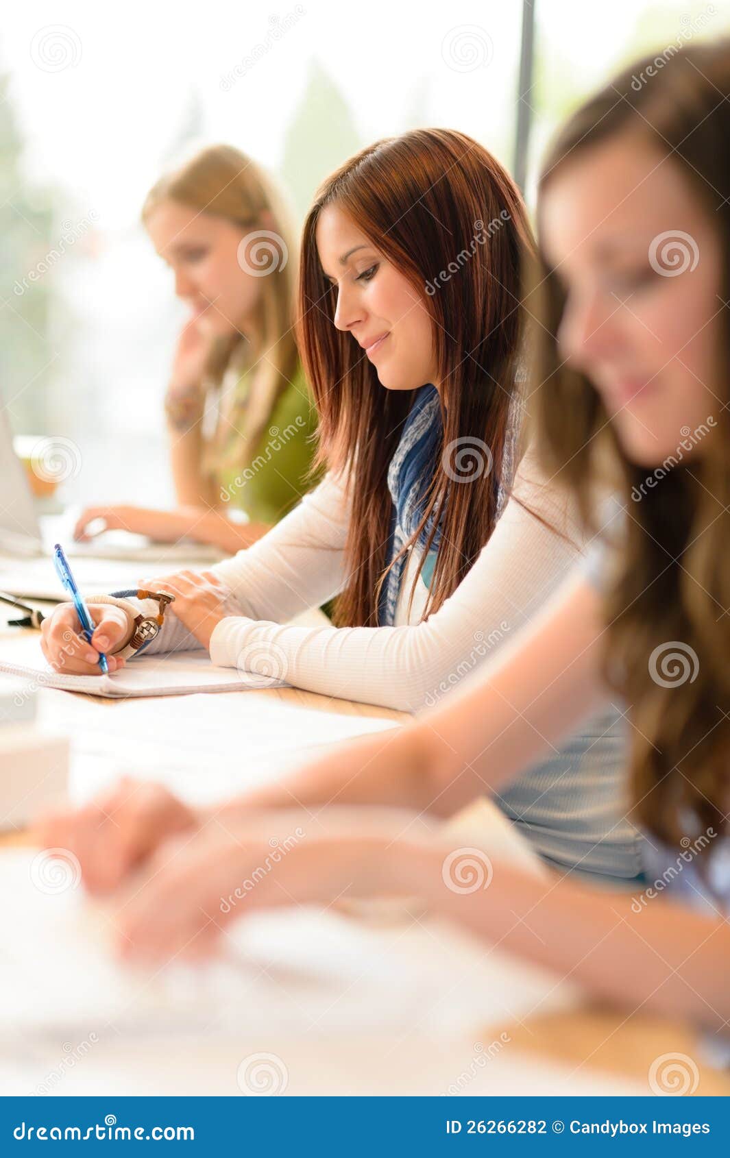 Students in Classroom Sitting in a Row Stock Photo - Image of college ...