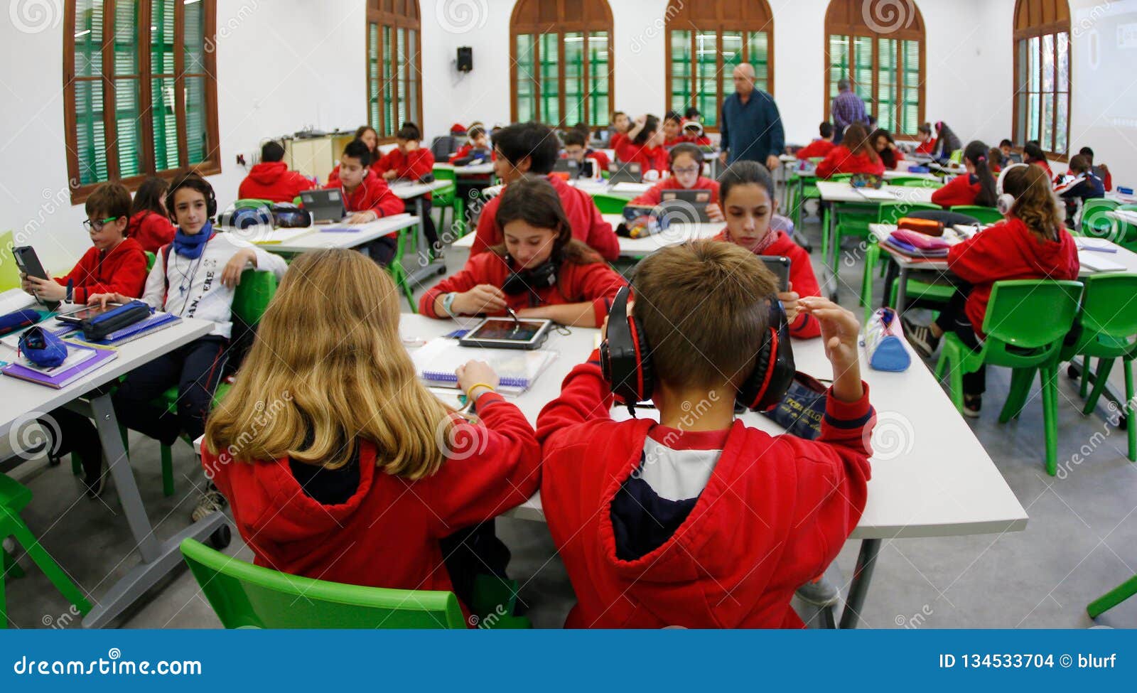 Students in Classroom Using Technology Wide View Editorial Stock Image ...