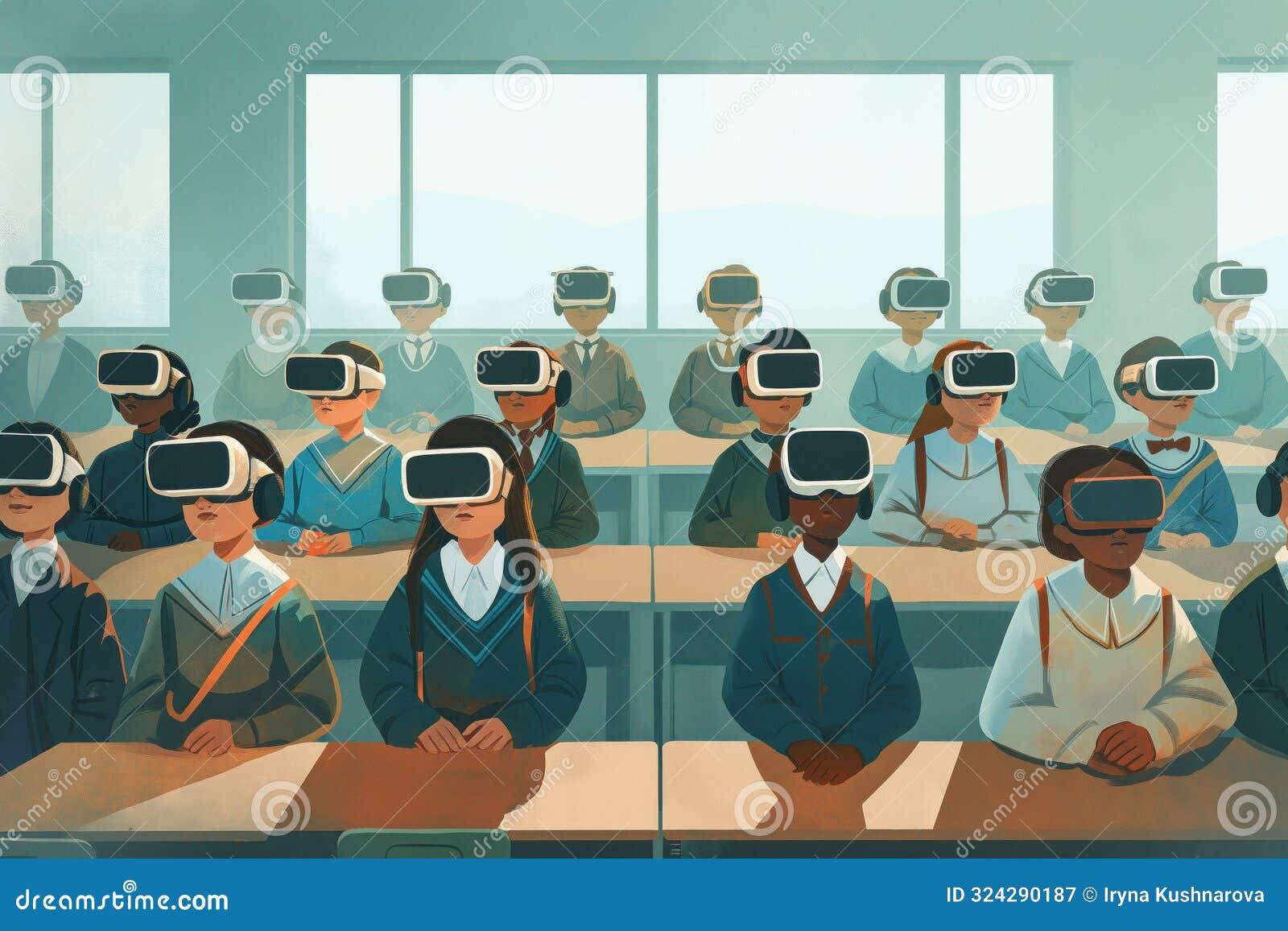 Students In Classroom Wear VR Headsets, Explore New Tech Applications ...