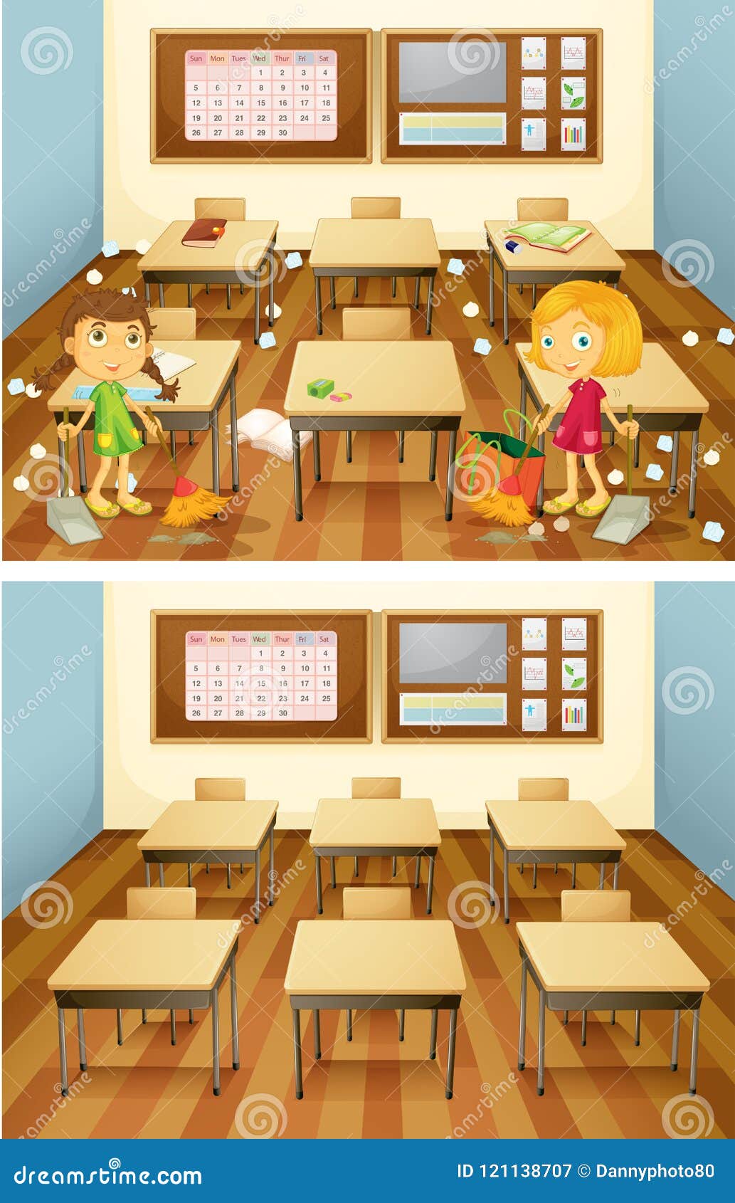 Students Cleaning Classroom Set Stock Vector - Illustration of graphic ...