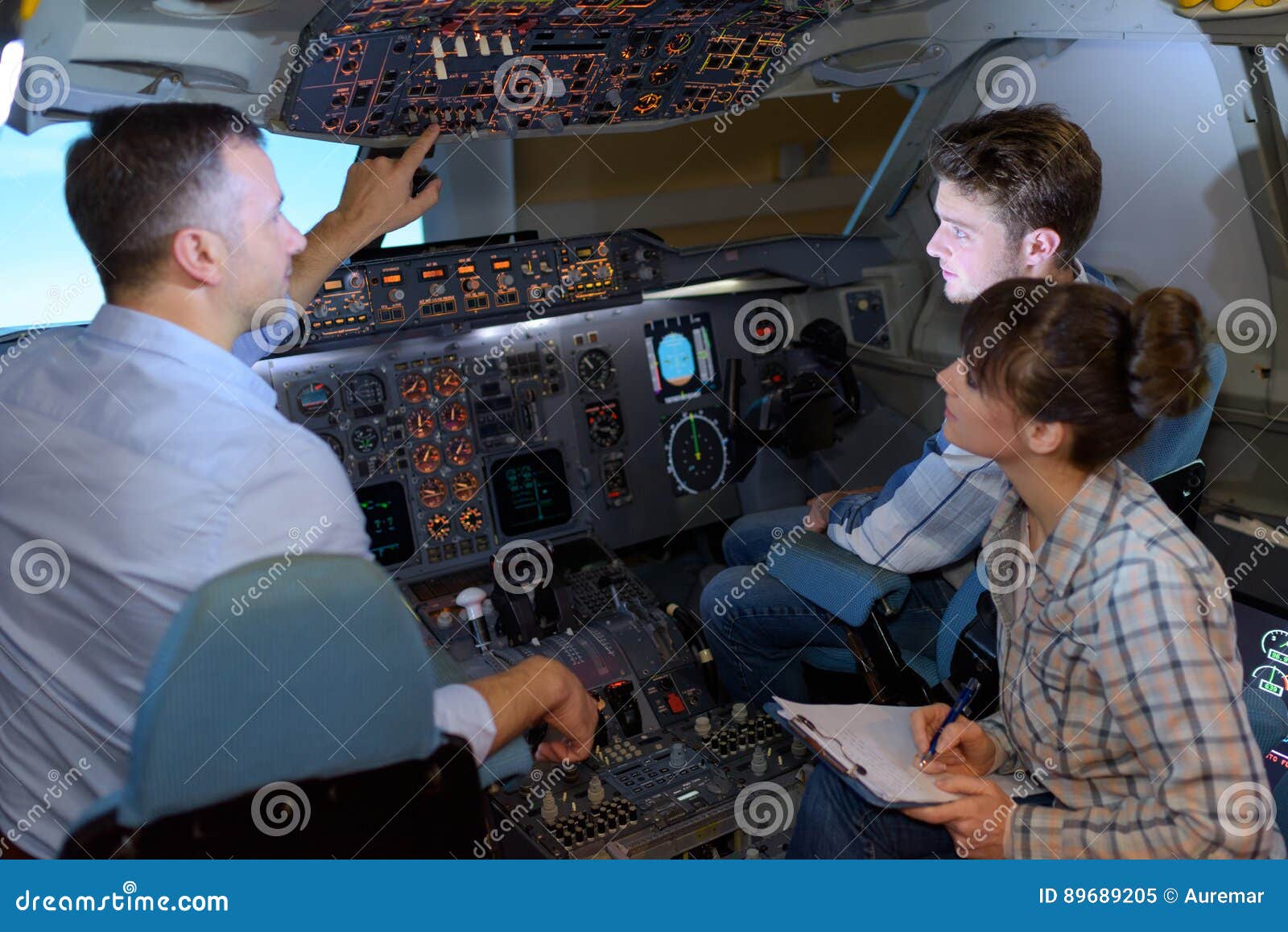 Students in cockpit stock image. Image of feature, computer - 89689205