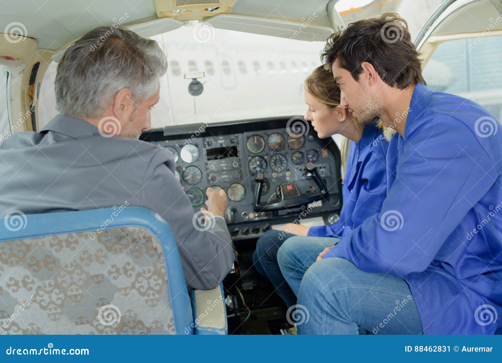 Students in Cockpit Aircraft Stock Image - Image of technician, view ...