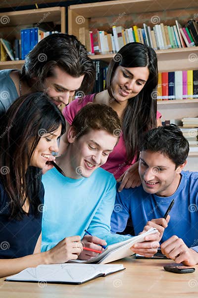 Students in College Library Stock Image - Image of group, notebook ...