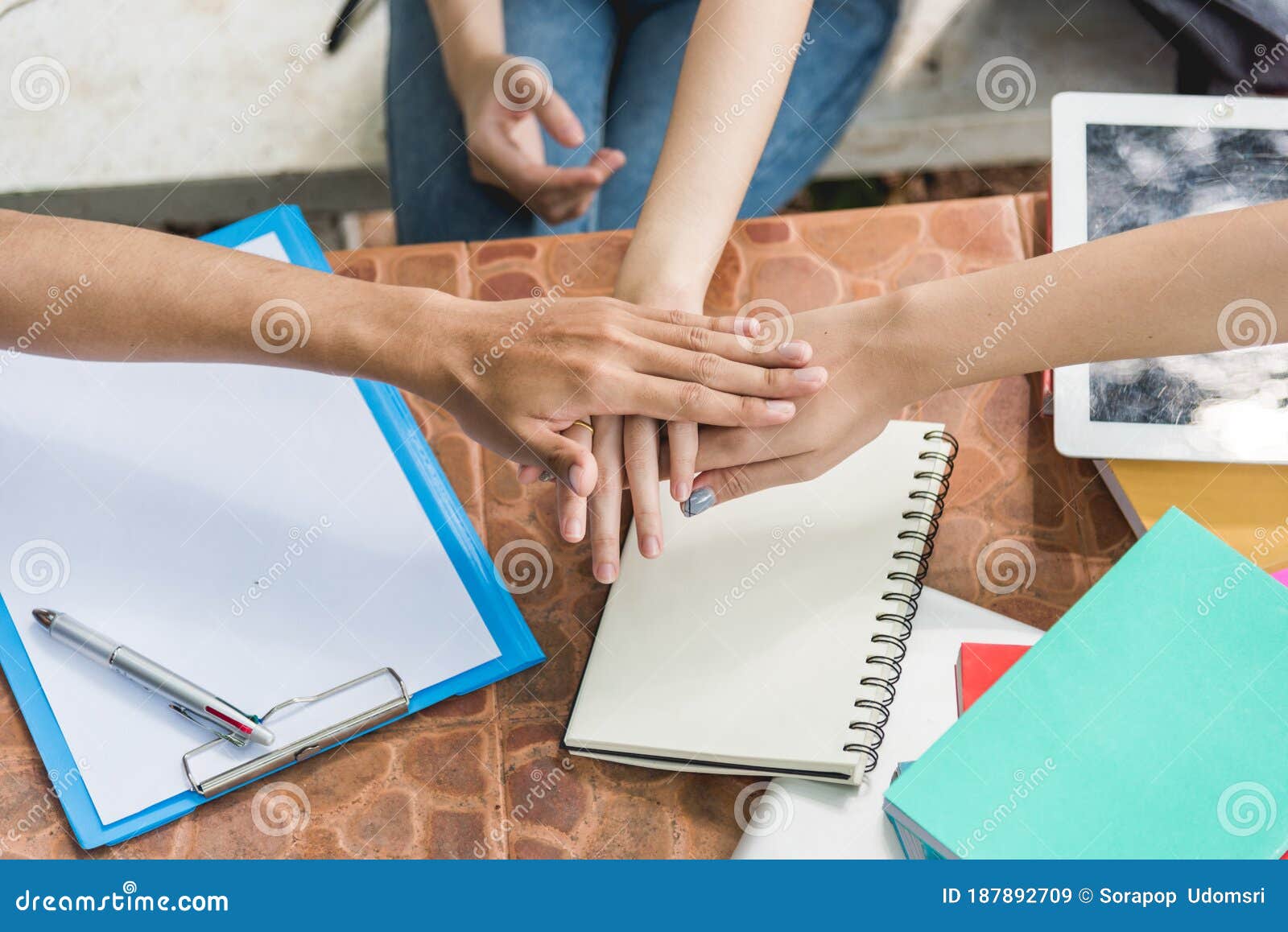Students College Teamwork Stacking Hand Success Stock Image - Image of ...