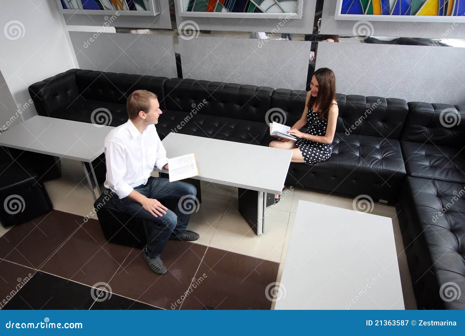 Students Communicating while Studying Stock Image - Image of woman ...