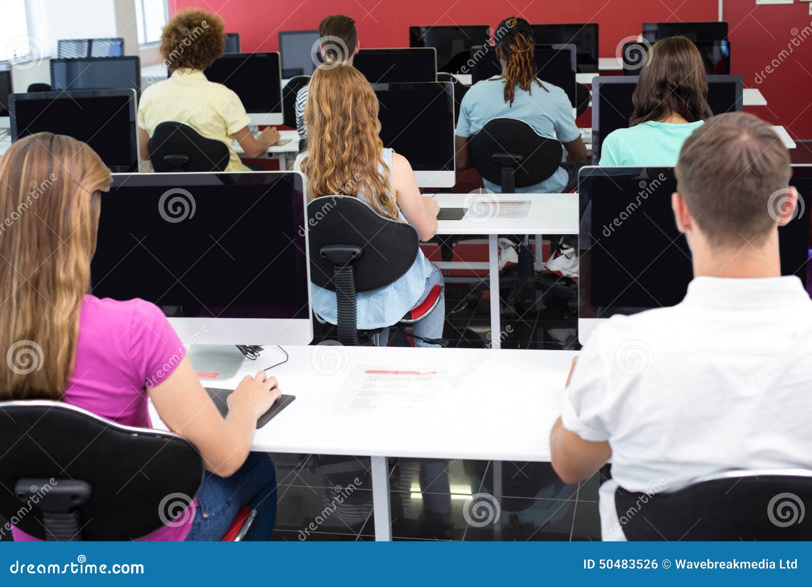 Students in computer class stock photo. Image of sitting - 50483526