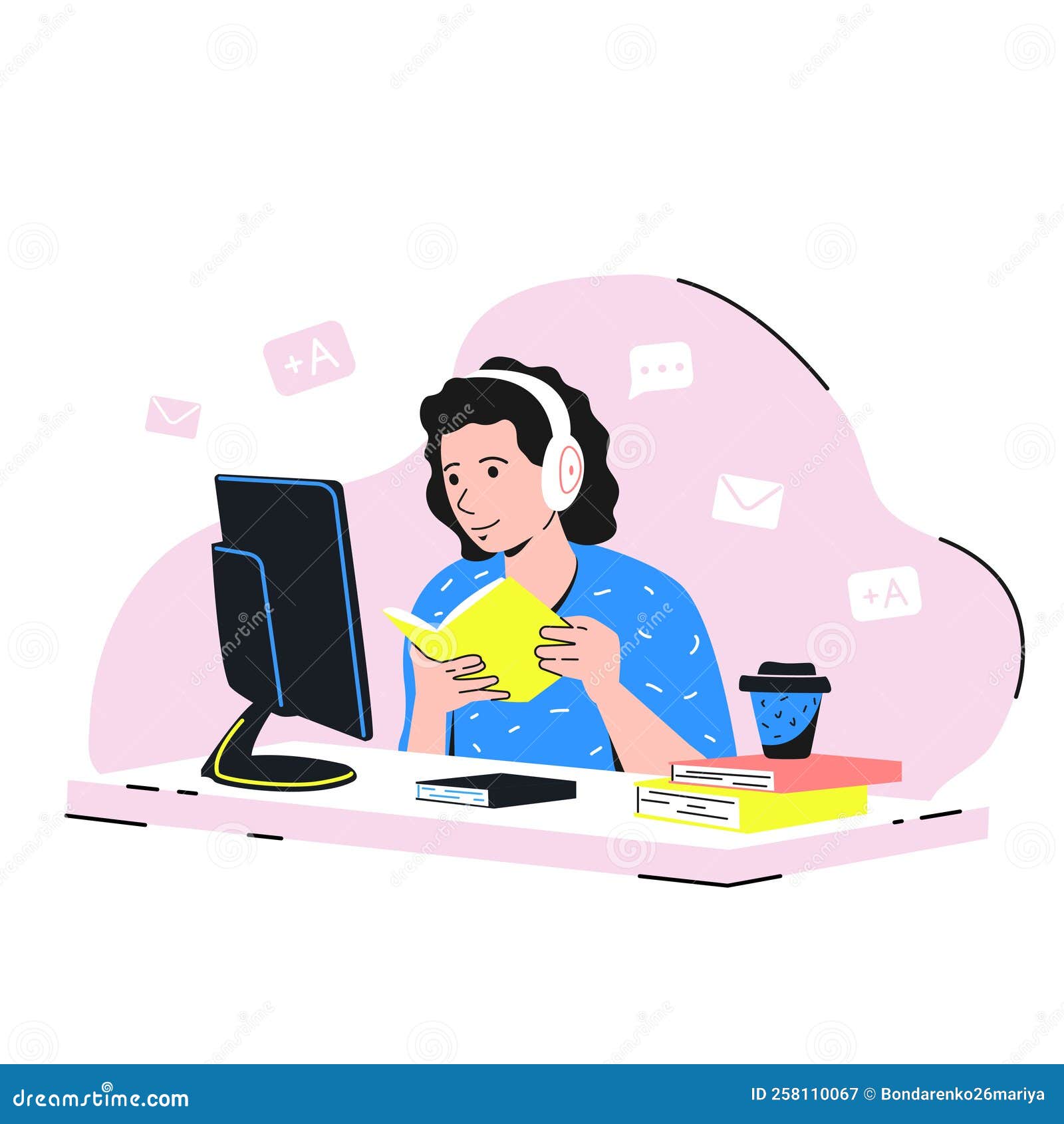 Students at the Computer. the Concept of Online Learning Stock Vector ...