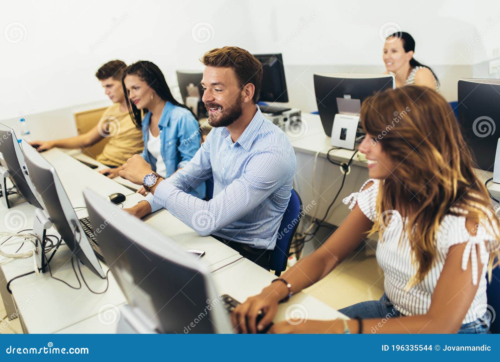 Students in a Computer Lab, Using Computers during Class Stock Photo ...