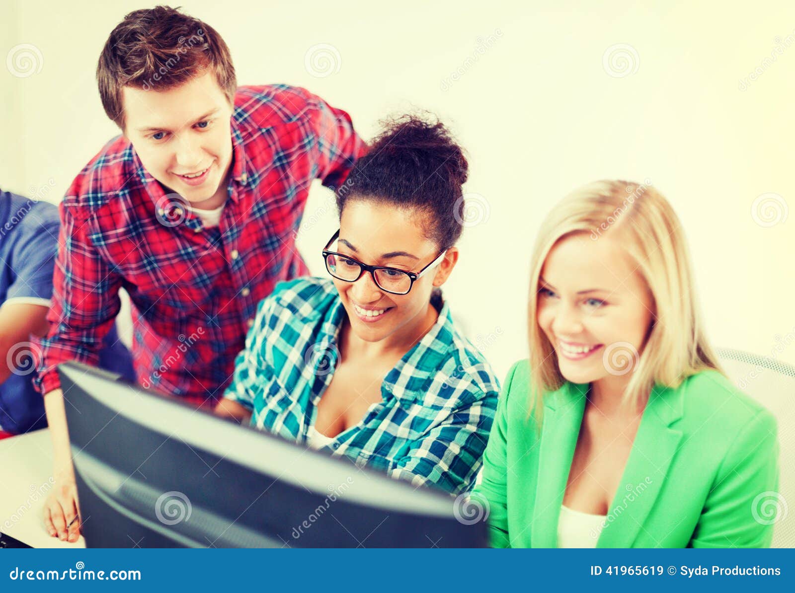 Students with Computer Studying at School Stock Image - Image of class ...