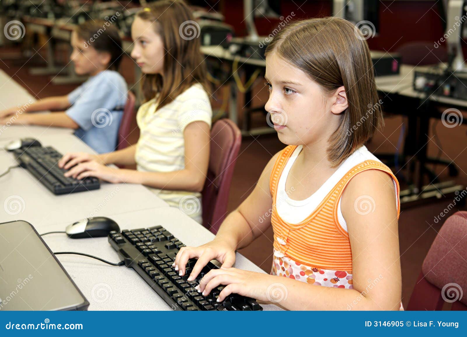 Students on Computers stock image. Image of library, classroom - 3146905