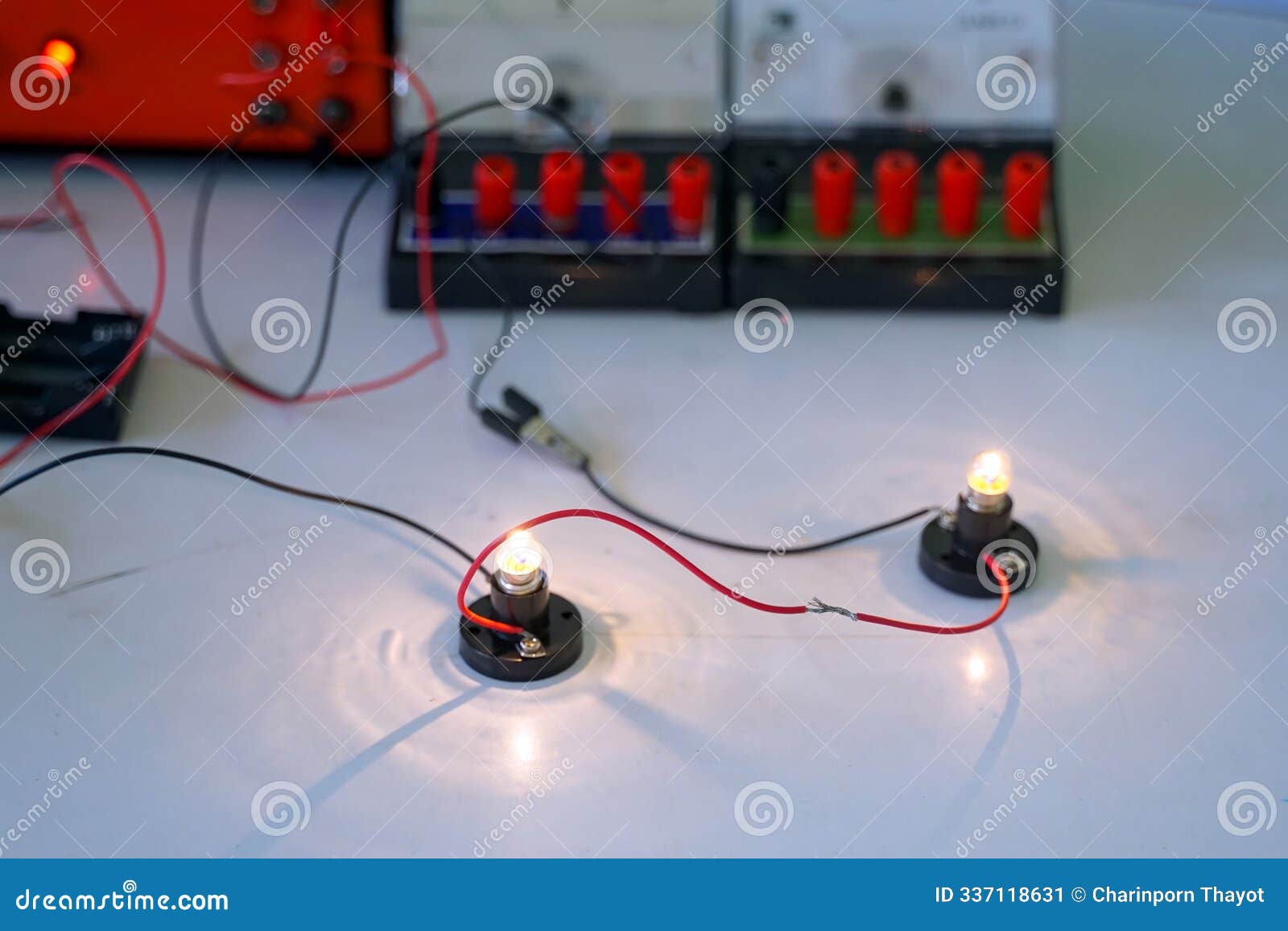 Students are Conducting Experiments on Basic Electrical Circuits. Concept of Science Classroom ...