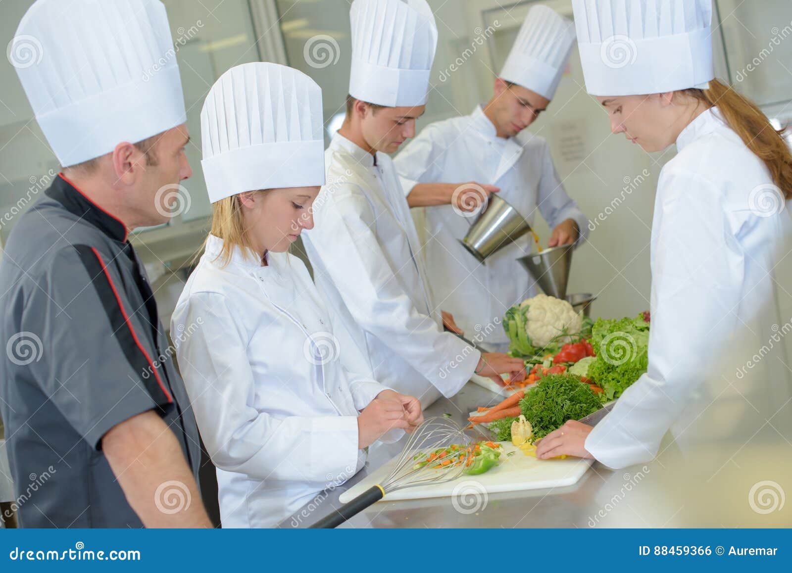 Students on cookery course stock photo. Image of chef - 88459366