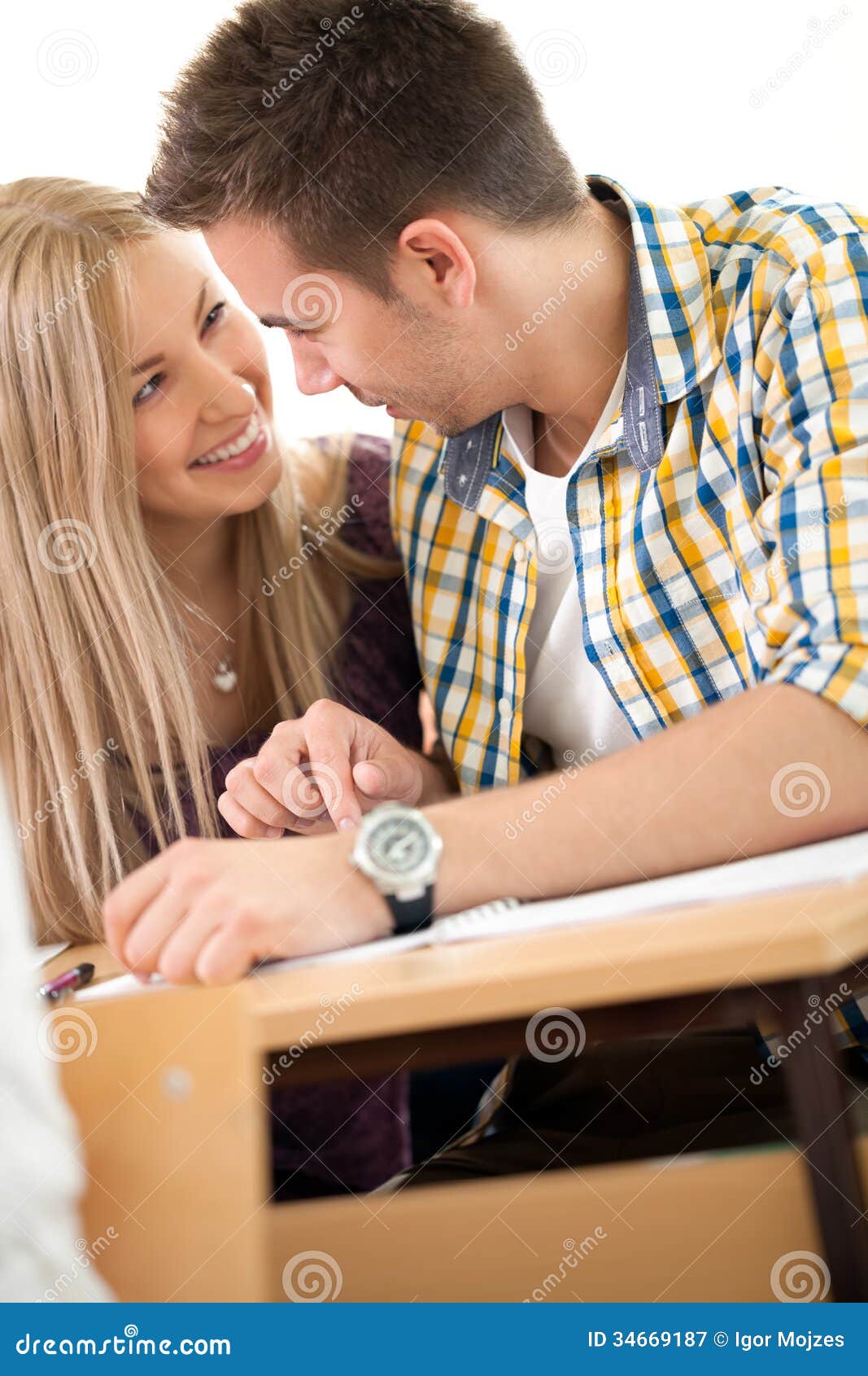 Students Couple Flirting on Class Stock Image - Image of happy, group ...