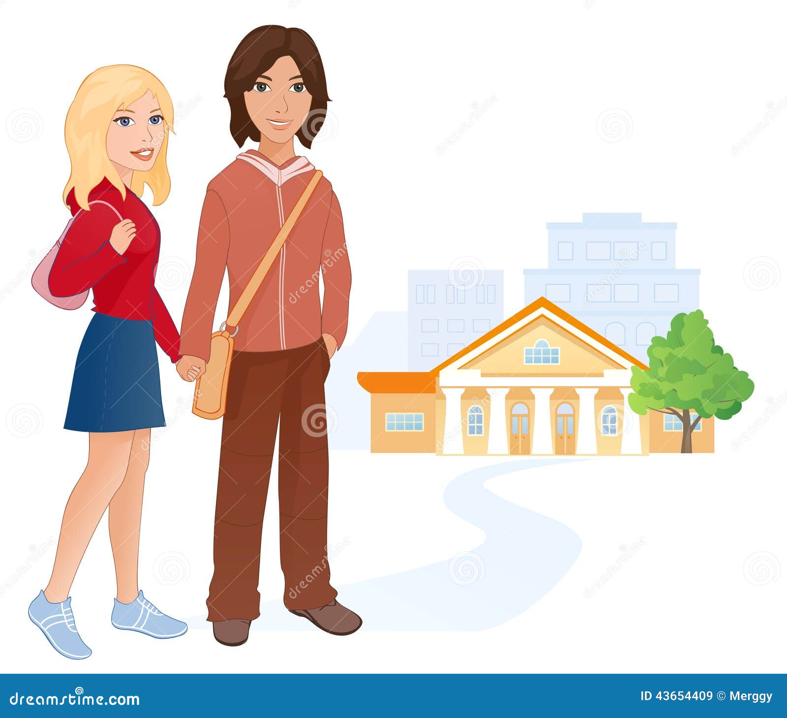 Students couple stock vector. Illustration of caucasian - 43654409