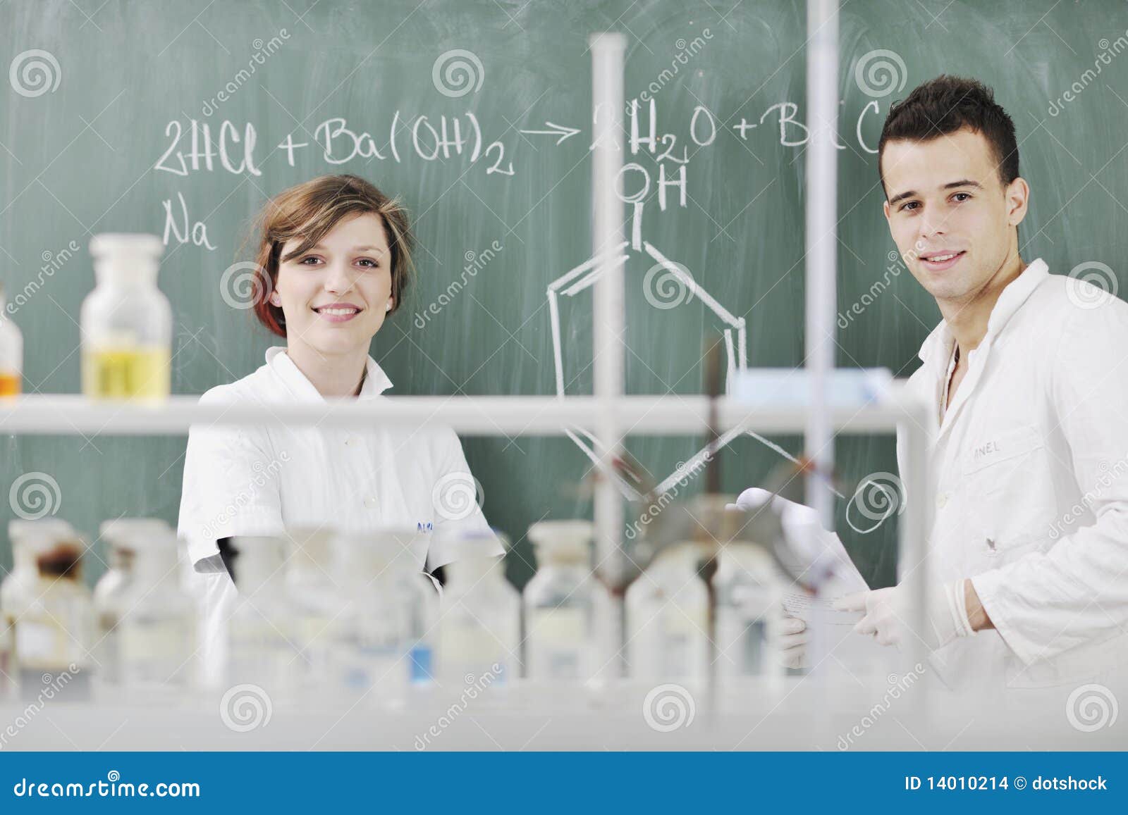 Students couple in lab stock photo. Image of bright, adult - 14010214