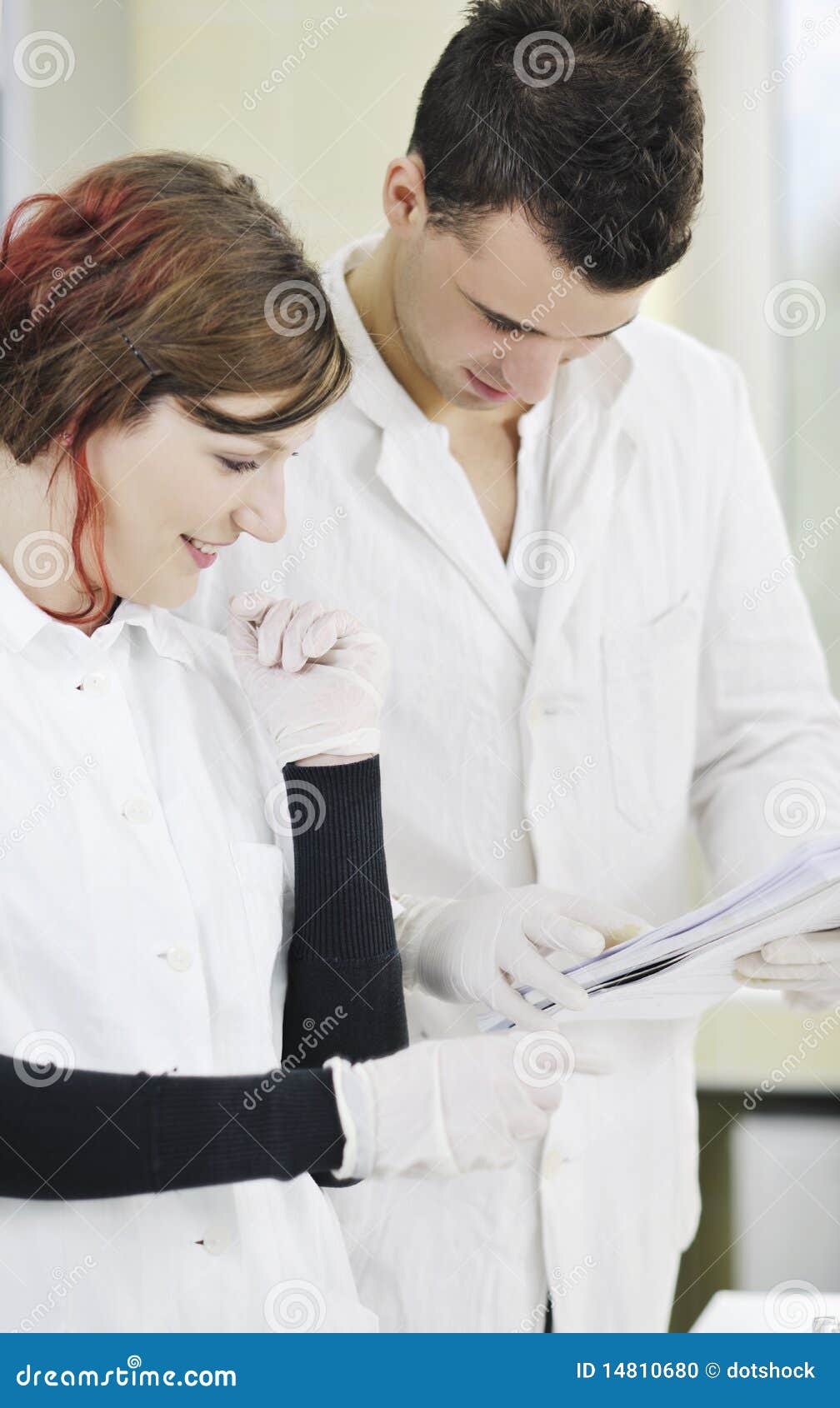 Students couple in lab stock photo. Image of chemistry - 14810680