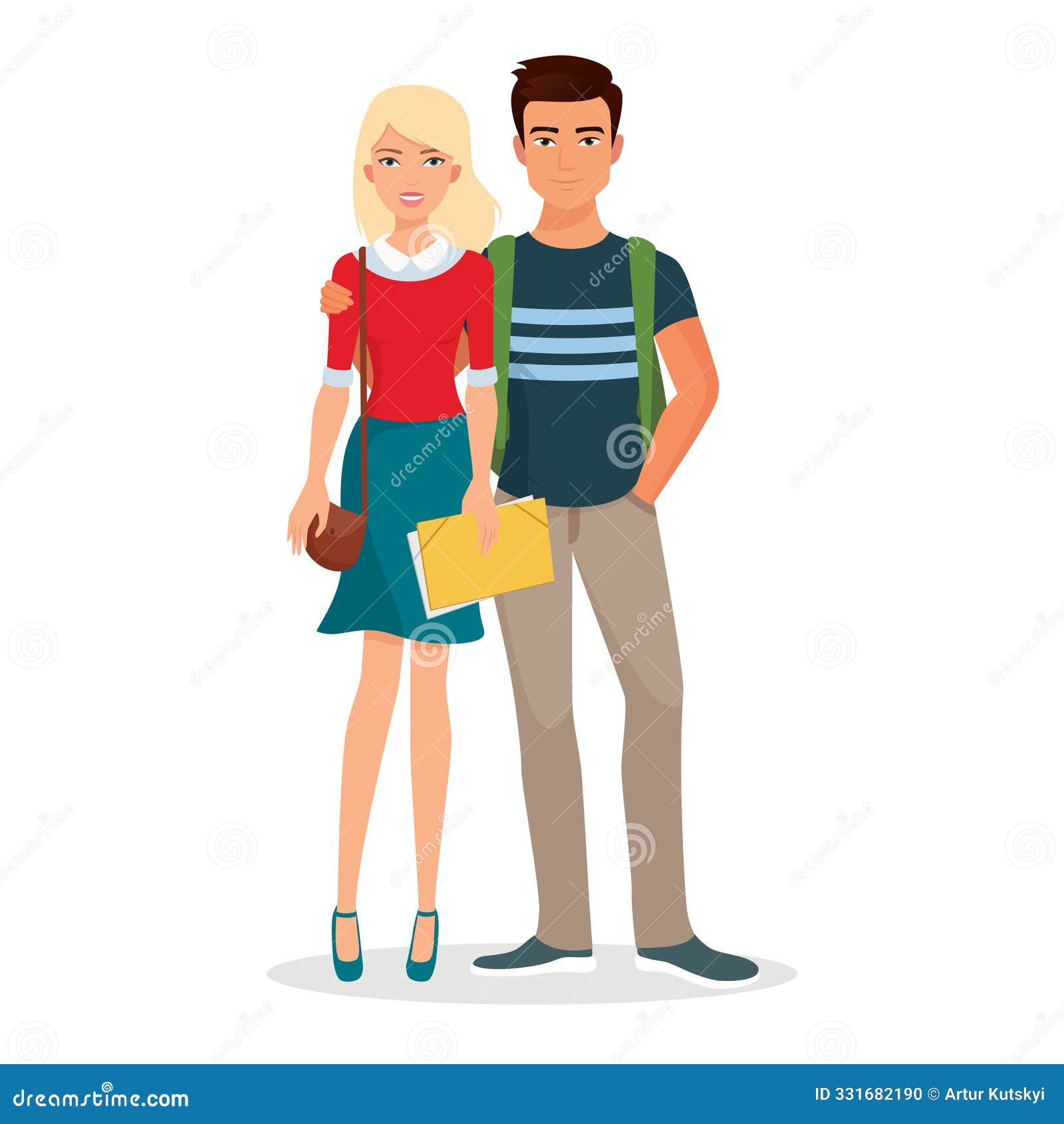 Students Couple Graduation With Uniform Cartoon Vector | CartoonDealer ...