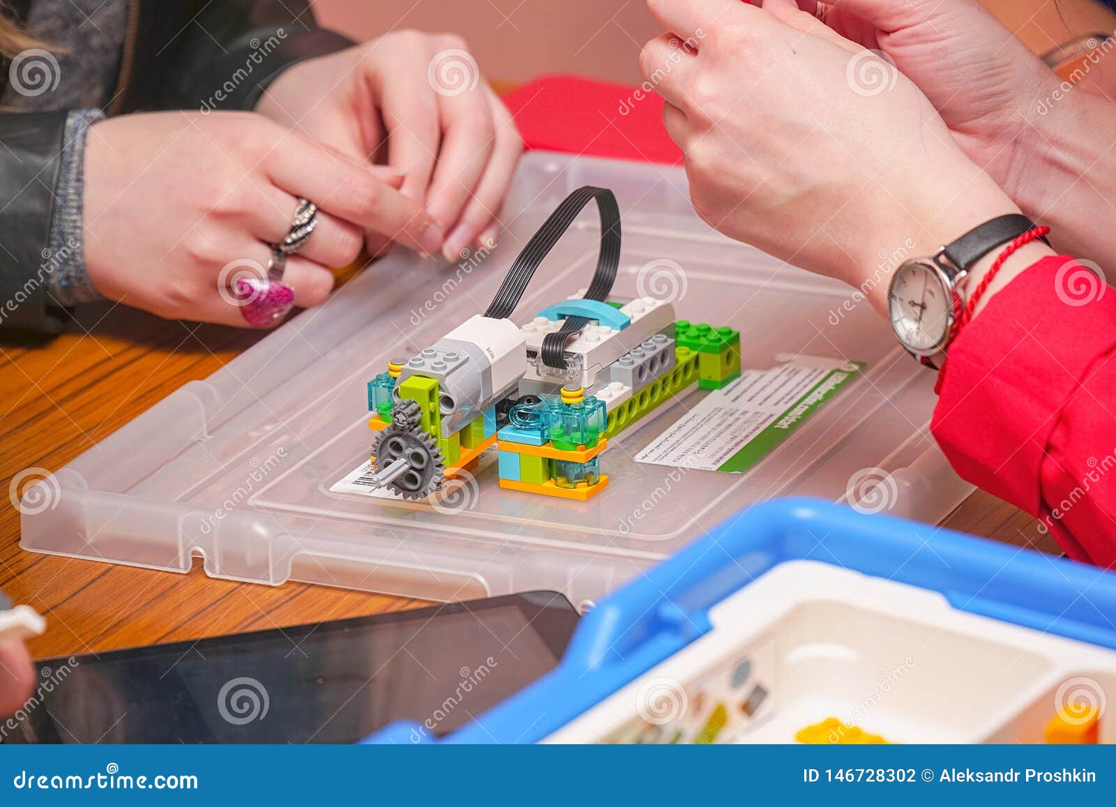 Lego Robot Scientist Minifigure With Flasks In Laboratory Editorial Image