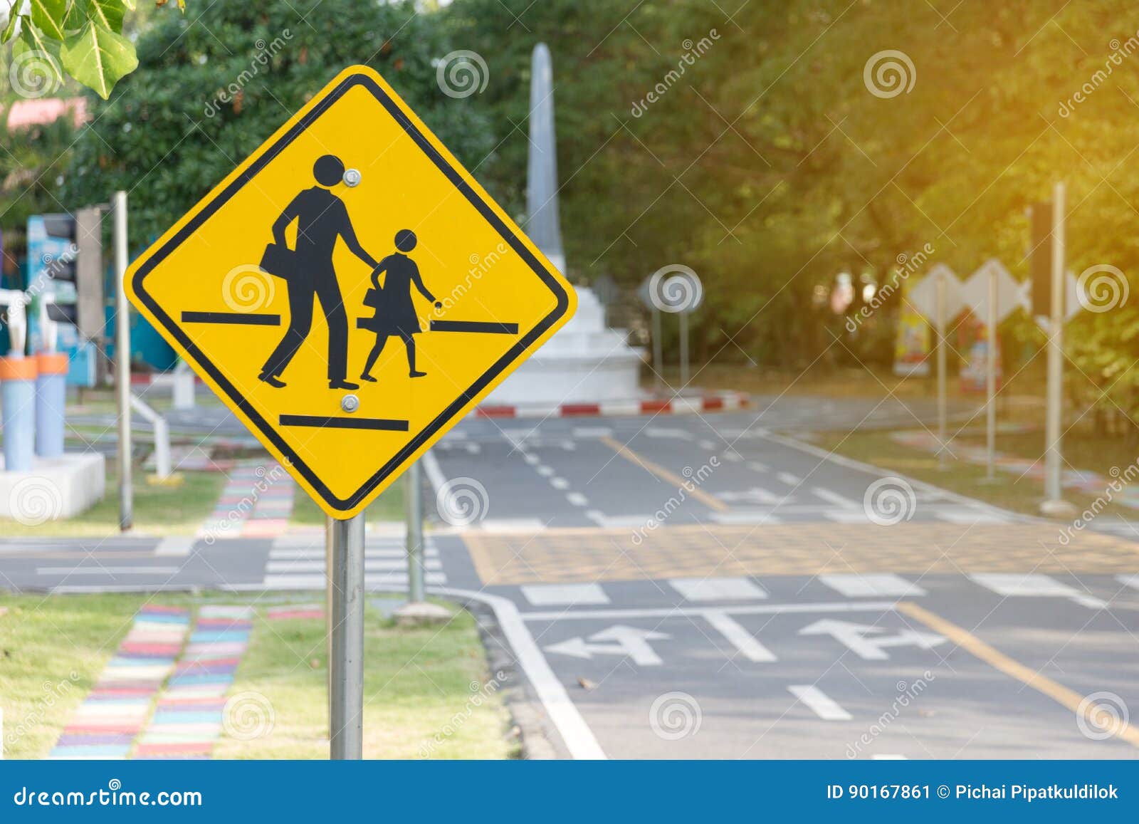 Students Crossing Ahead Sign Stock Image - Image of highway ...