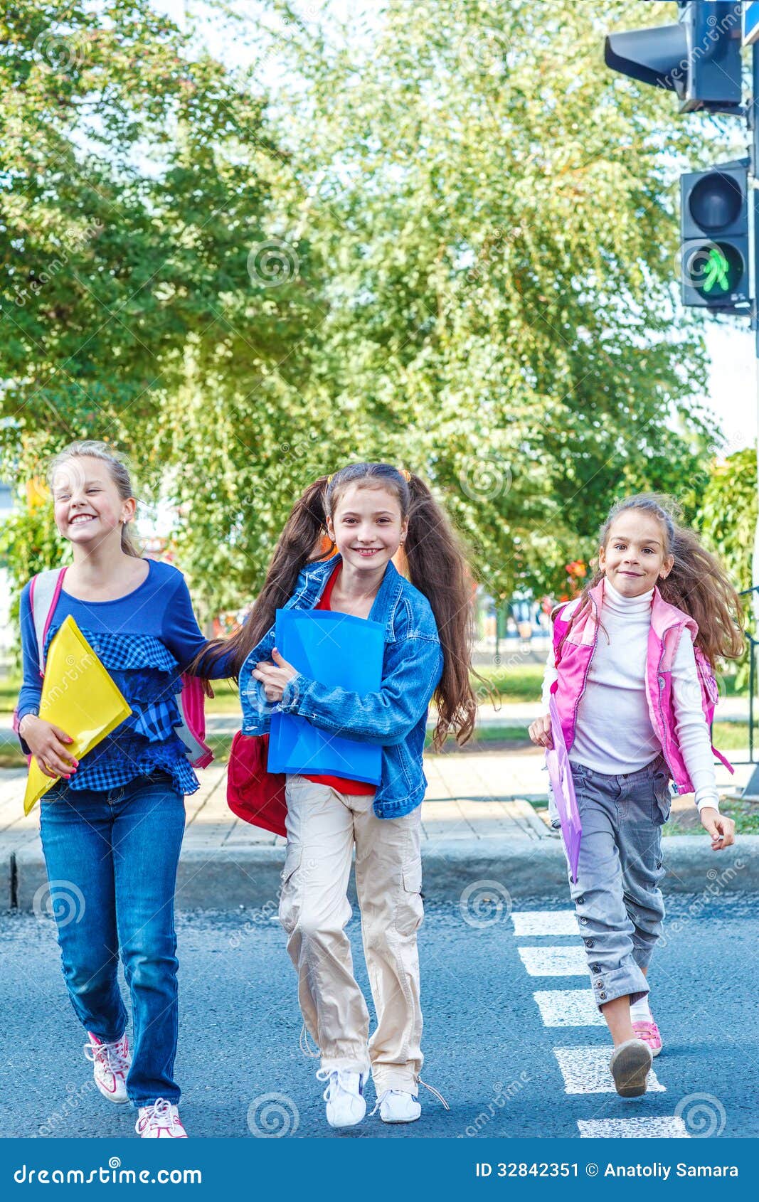 Students crossing the road stock image. Image of children - 32842351