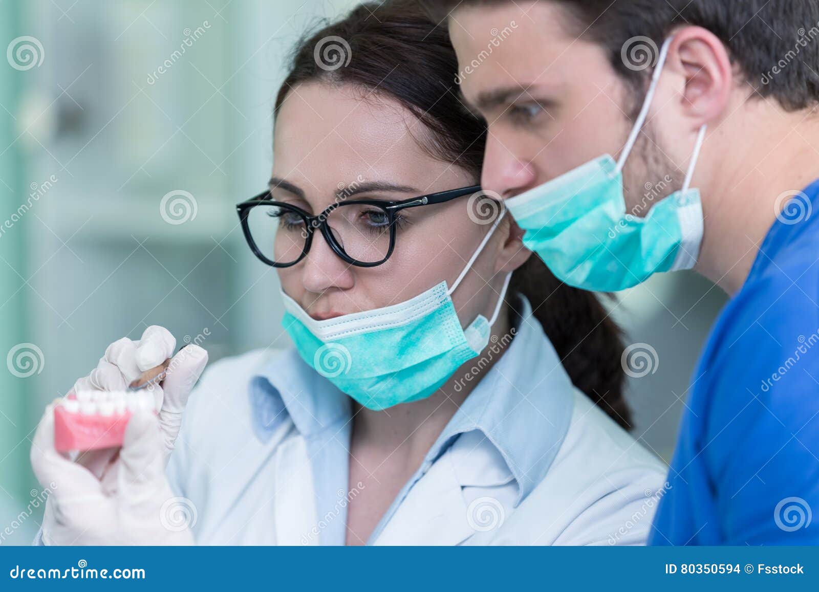 Students with Dental Prosthesis, Dentures, Prosthetics Work. Stock ...