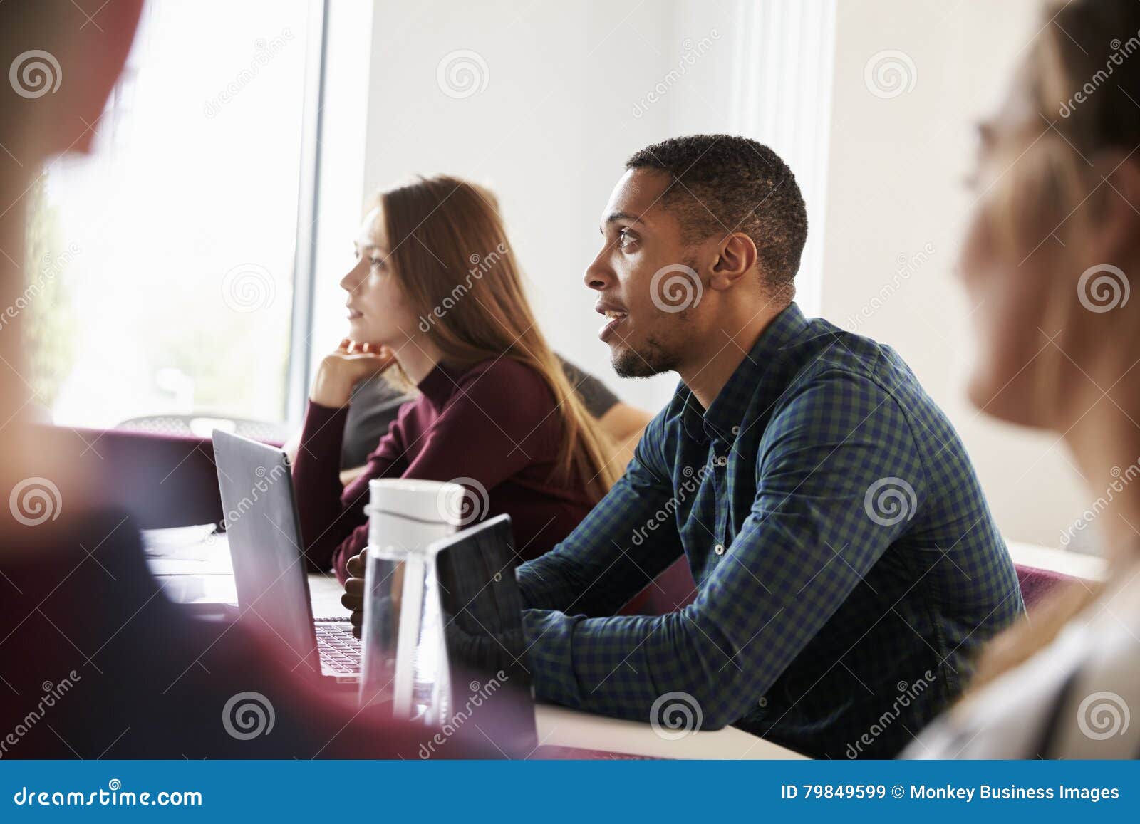 Students at Desks Attending Lecture on Campus Stock Image - Image of ...