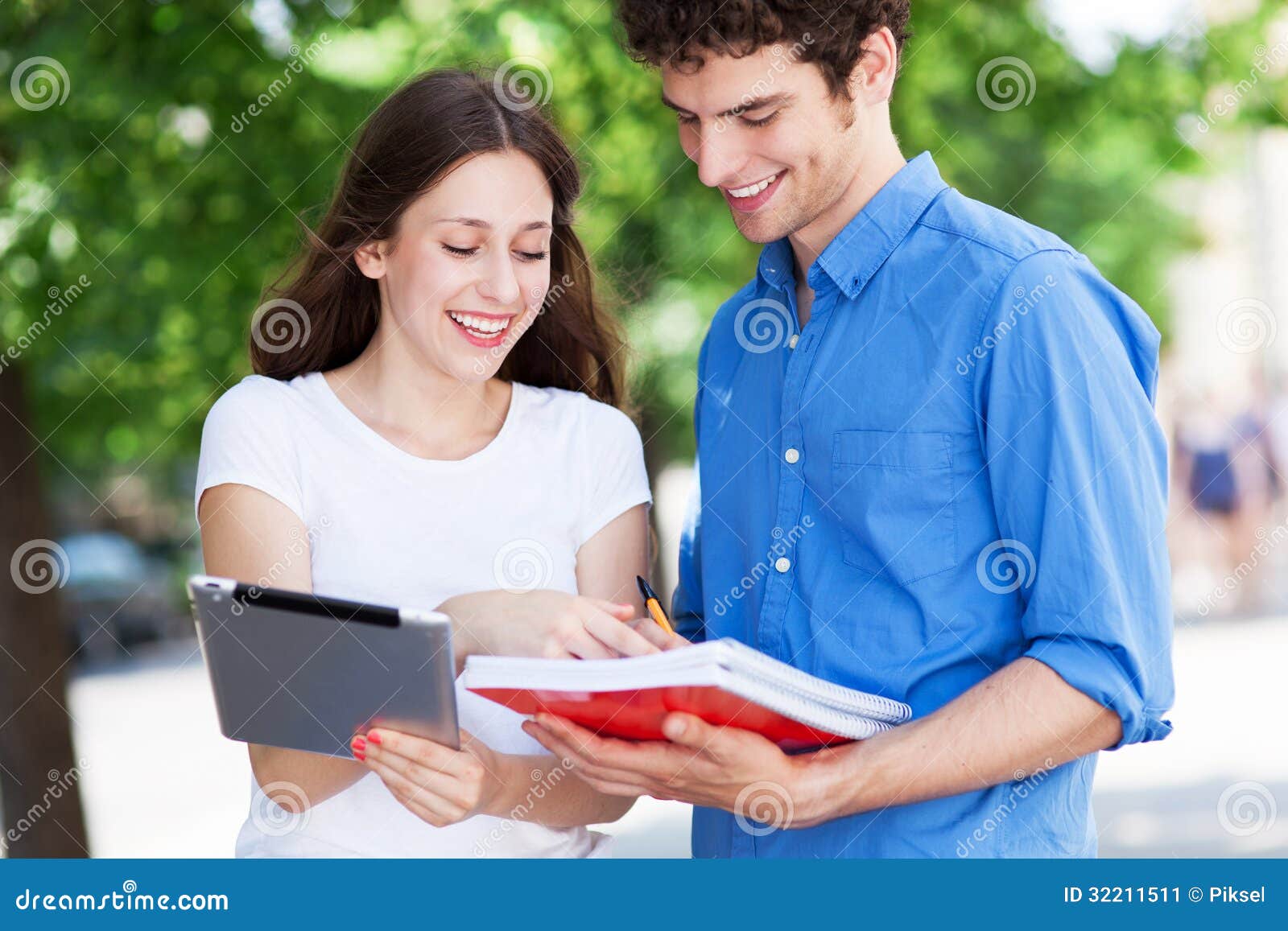 Students with Digital Tablet and Notebooks Stock Image - Image of ...