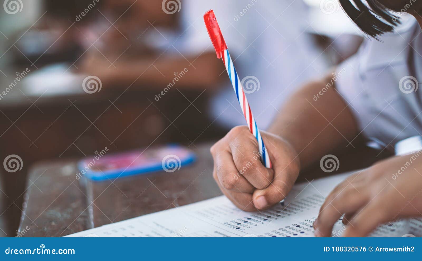 Students Doing Exam Answer Sheets Exercises in Classroom of School.16:9 ...