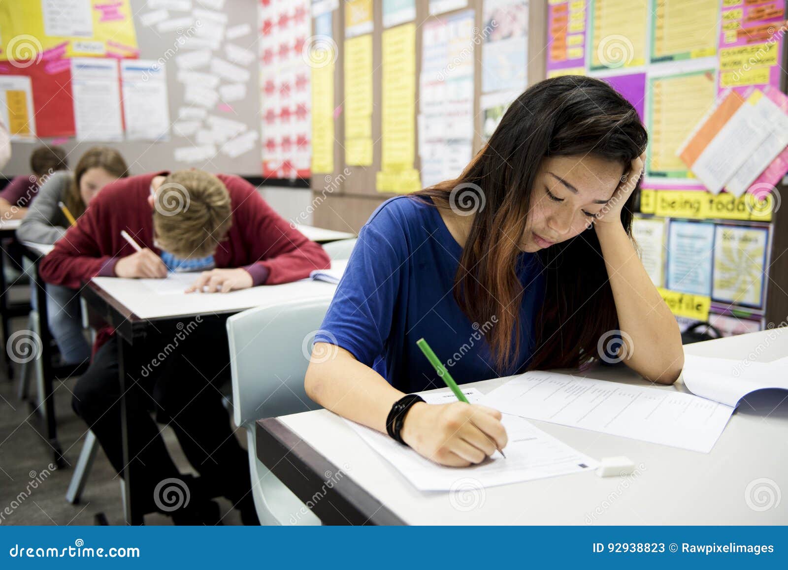 Students Doing the Exam in Classroom Stock Image - Image of exam, boys ...
